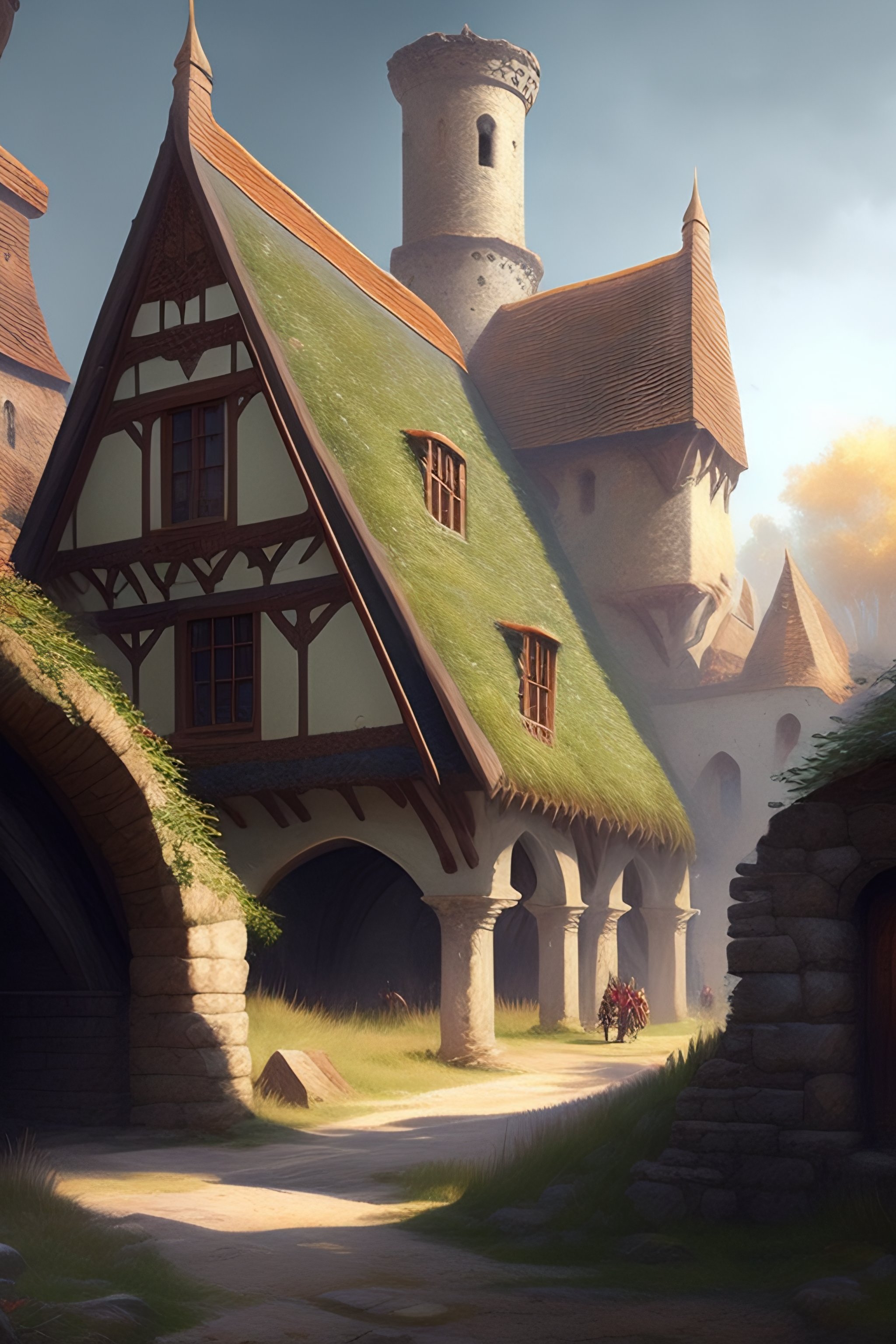 Lexica - Ultra realistic illustration, Medieval barracks in ruins ...