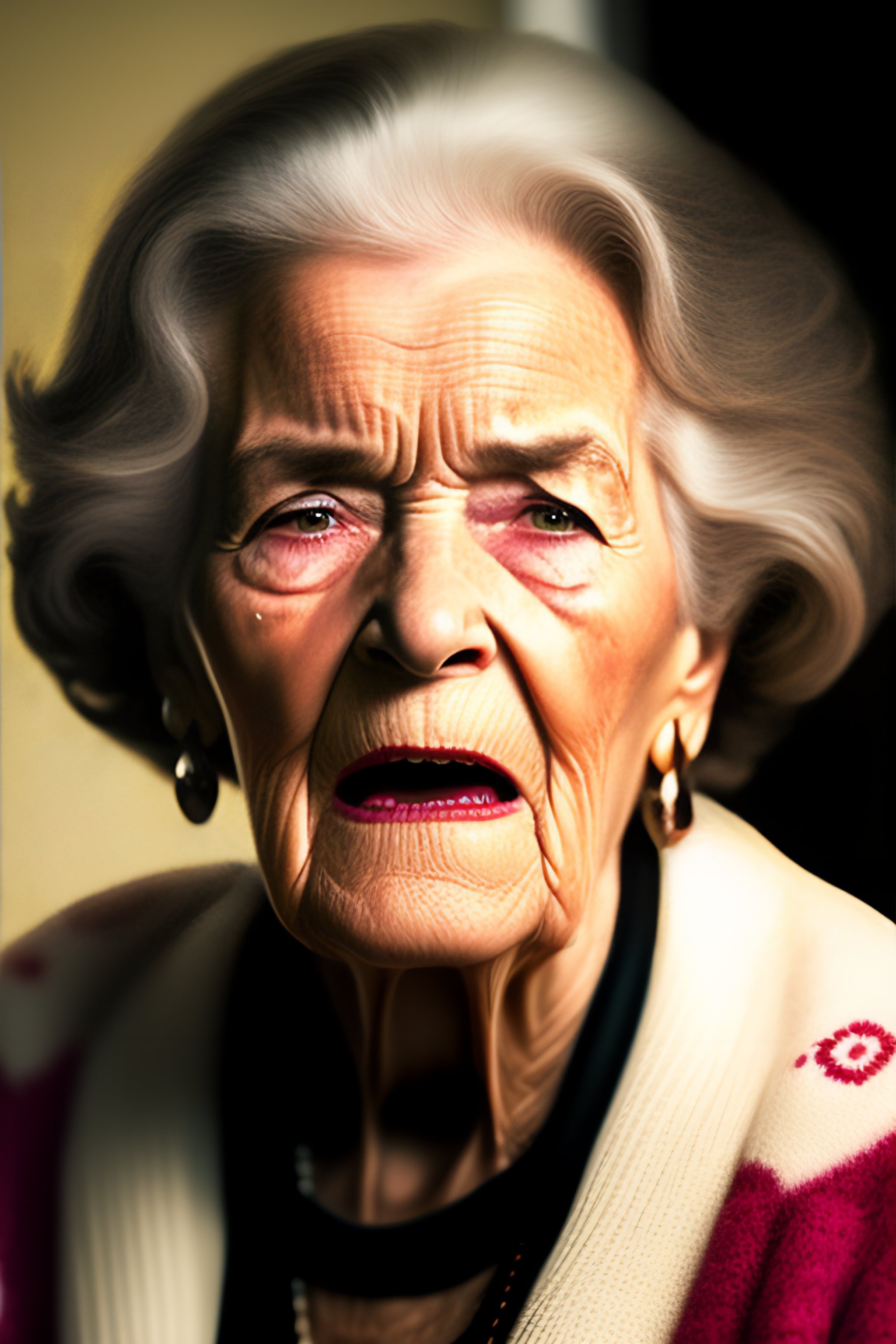 Lexica Image Of A 90 Year Old Woman With A Look Of Hatred And