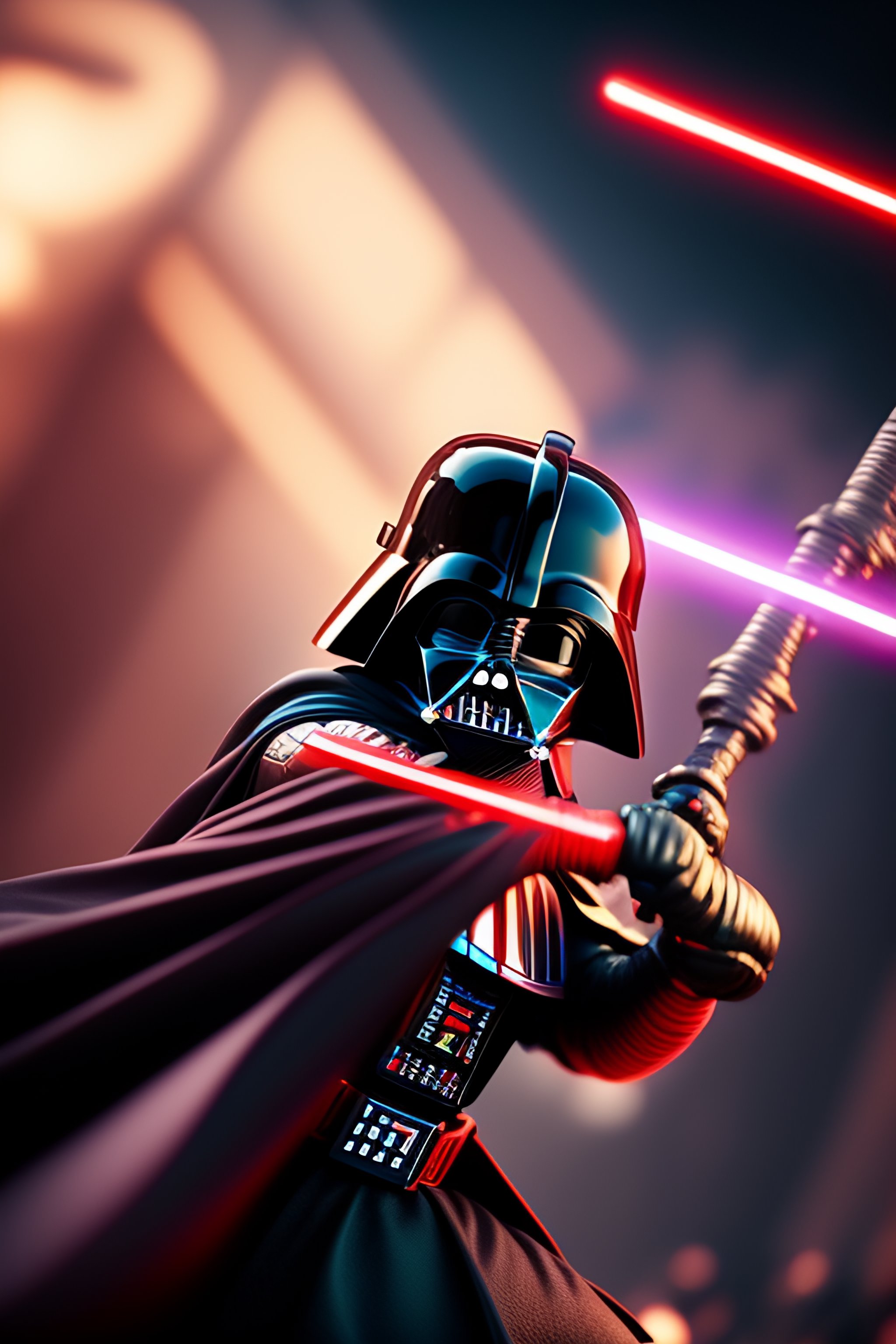 Lexica - Cute, Darth Vader, fight, attack, anime girl