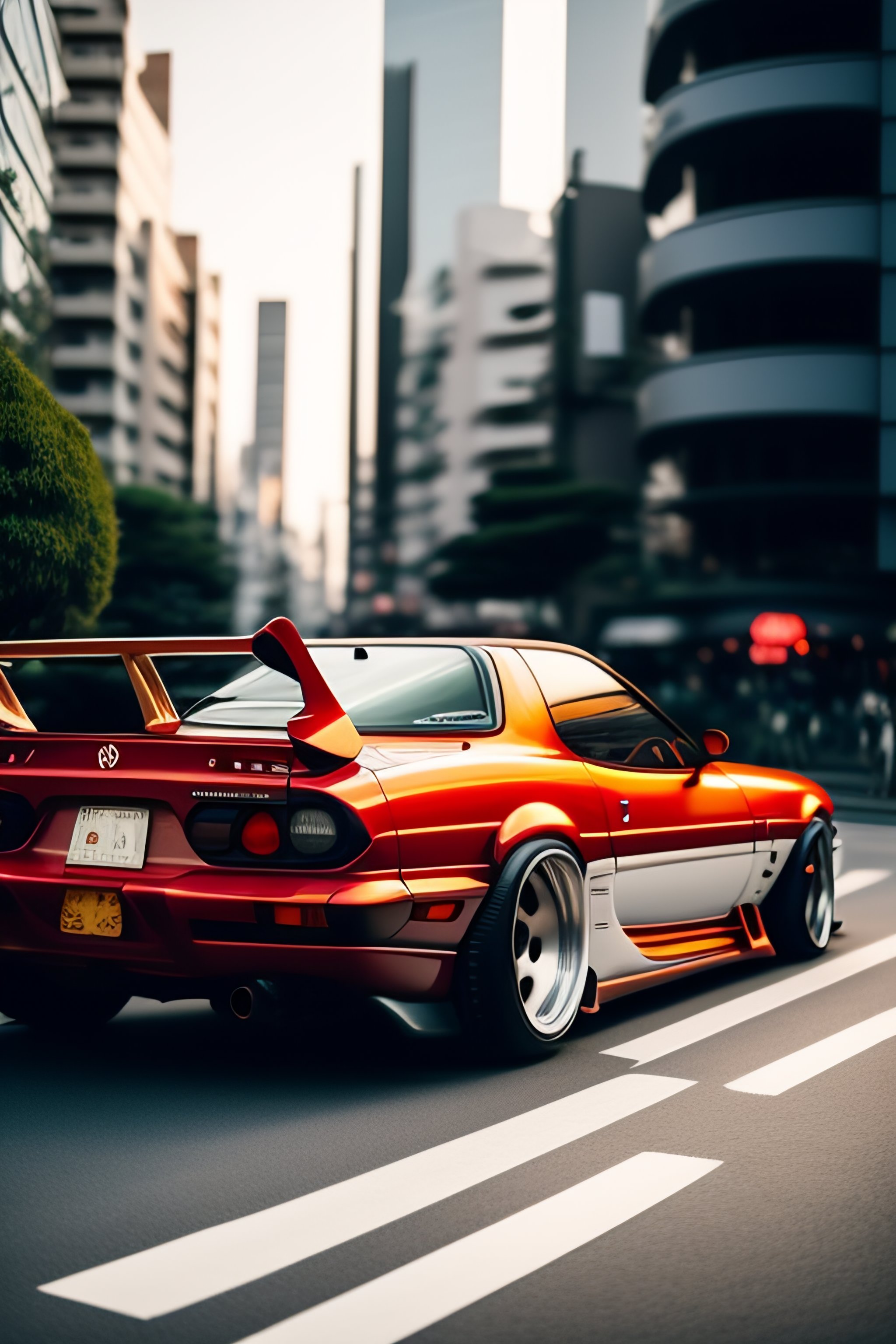 Lexica - Mazda rx7 parked on busy street in tokyo