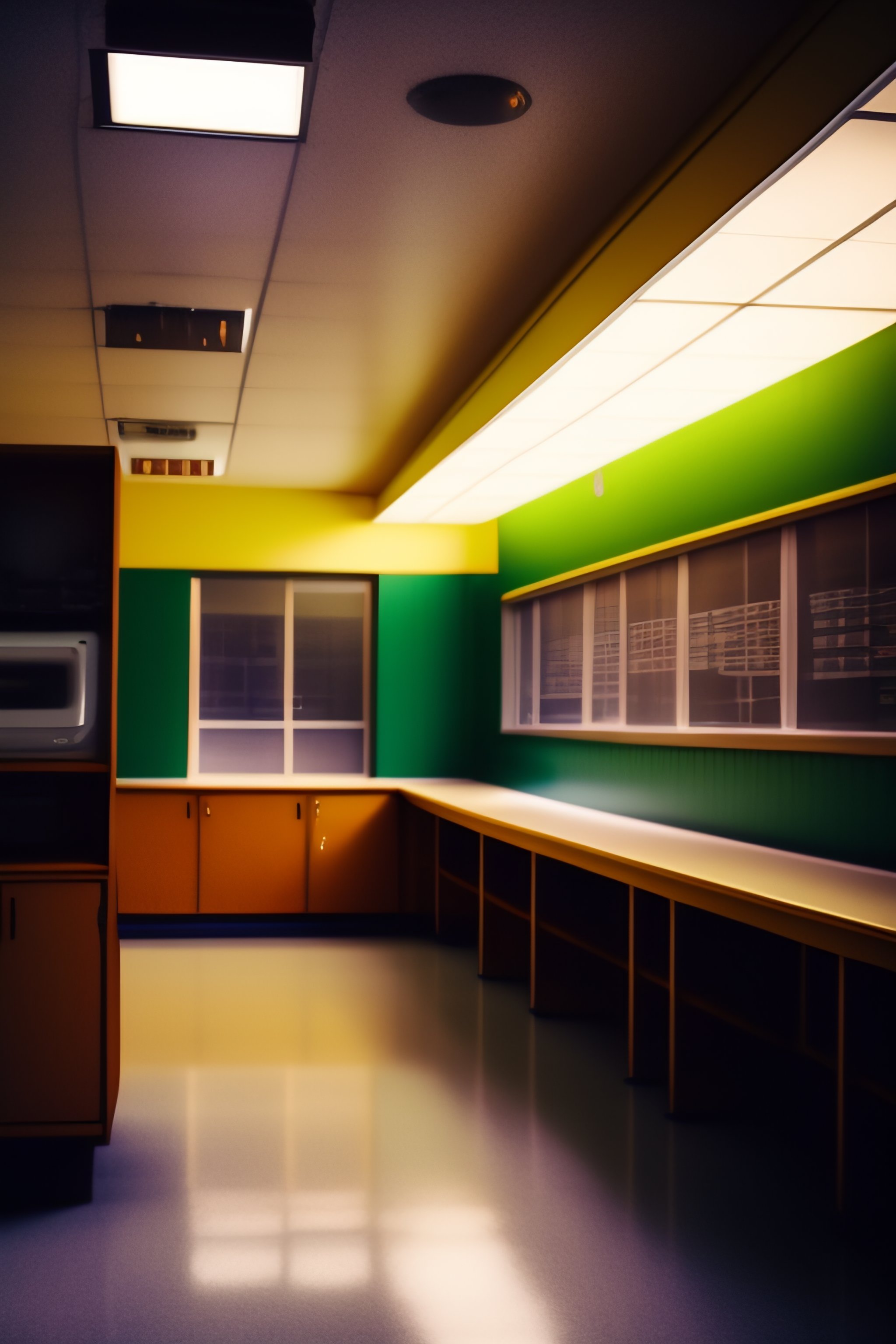 Lexica - Low quality photograph liminal space empty high school ...