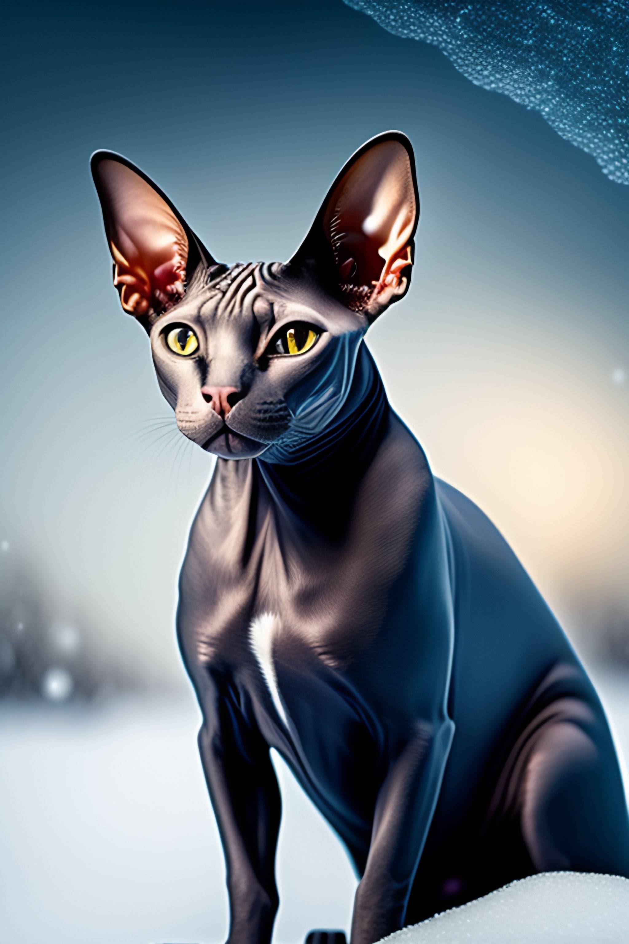 Lexica - Fantastical Sphynx cat with small ears , with two wings and ...