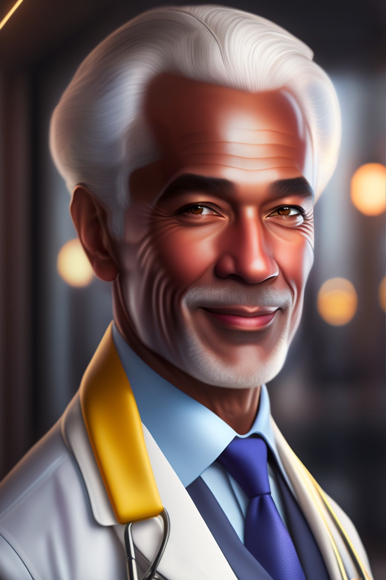 Lexica - Photo of a realistic gorgeous old male doctor wearing a ...