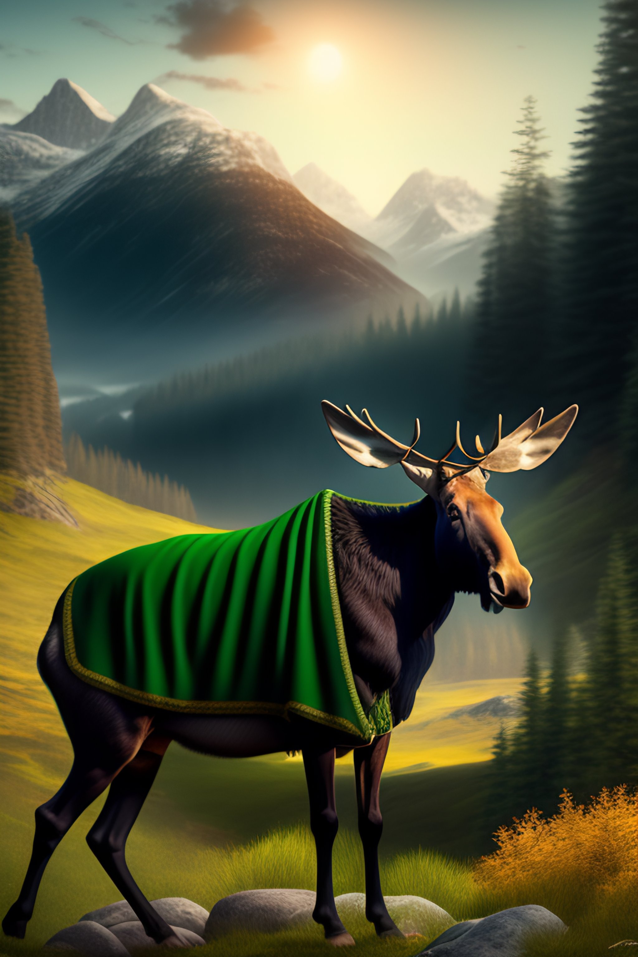 Lexica - Beautiful and highly detailed matte painting of moose wearing ...