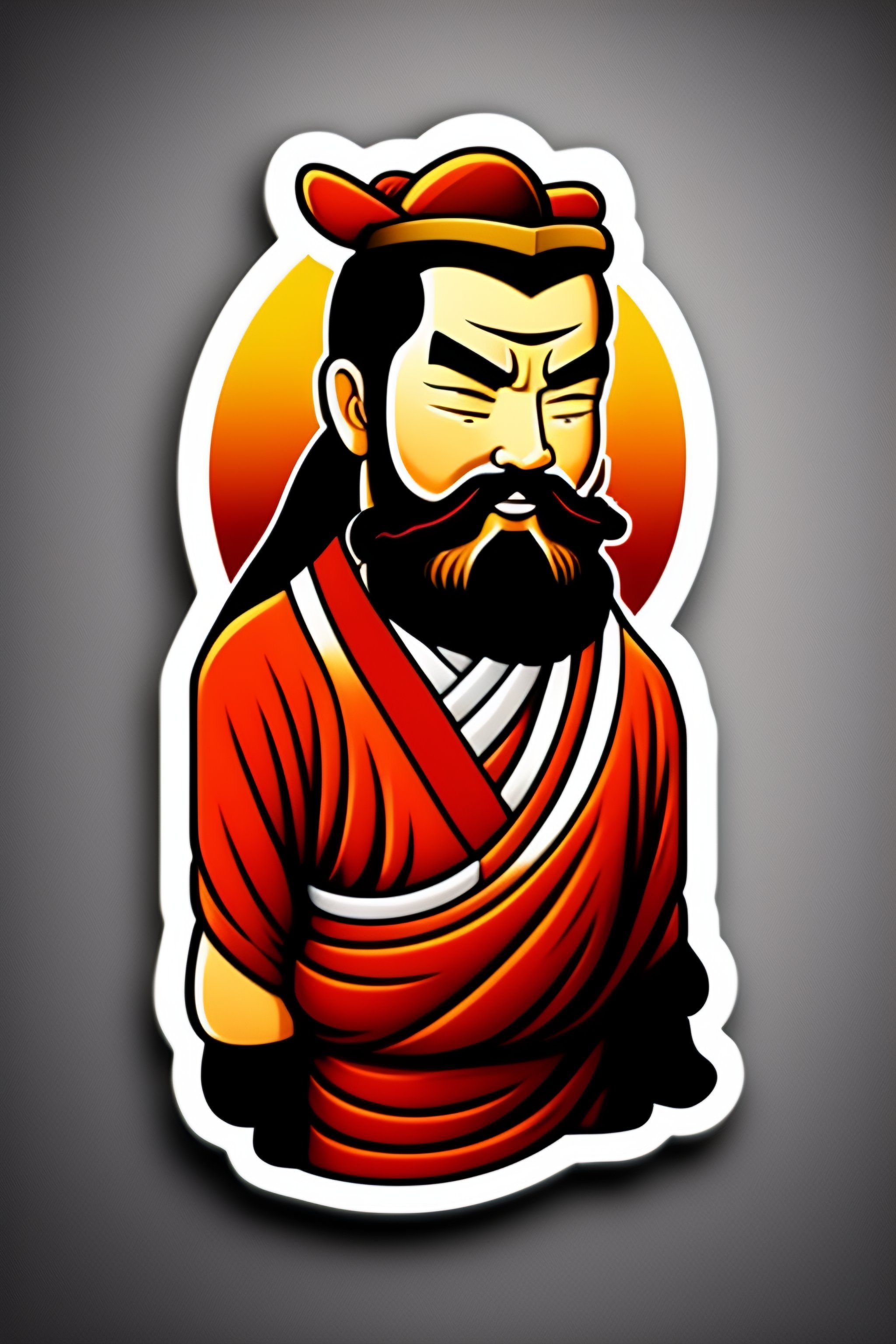 Lexica - Evil cartoon confucius sticker, anime style, solid background ...