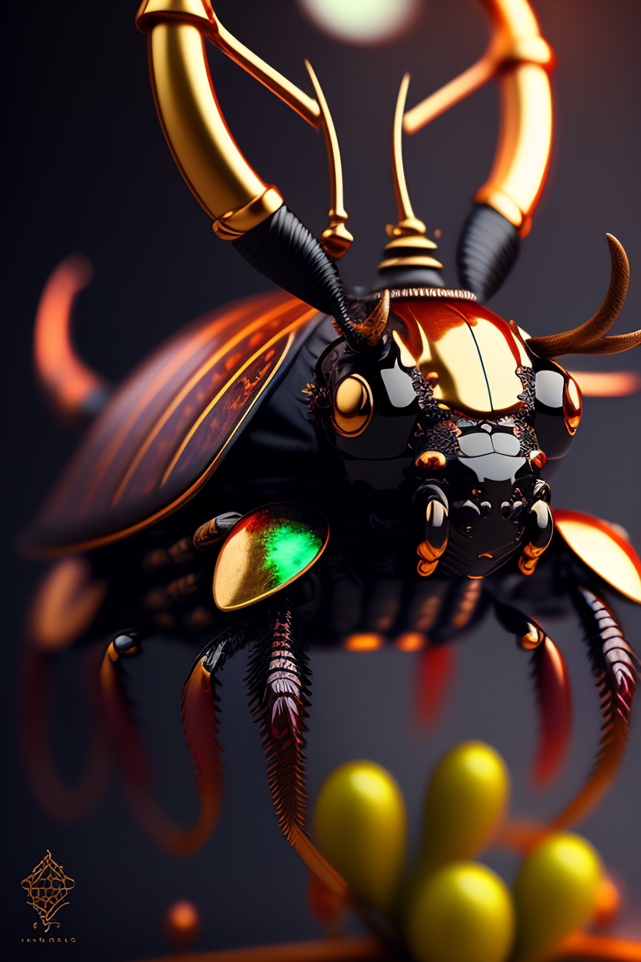 Lexica - Steampunk stag beetle, holding a bishop's staff in his hands ...