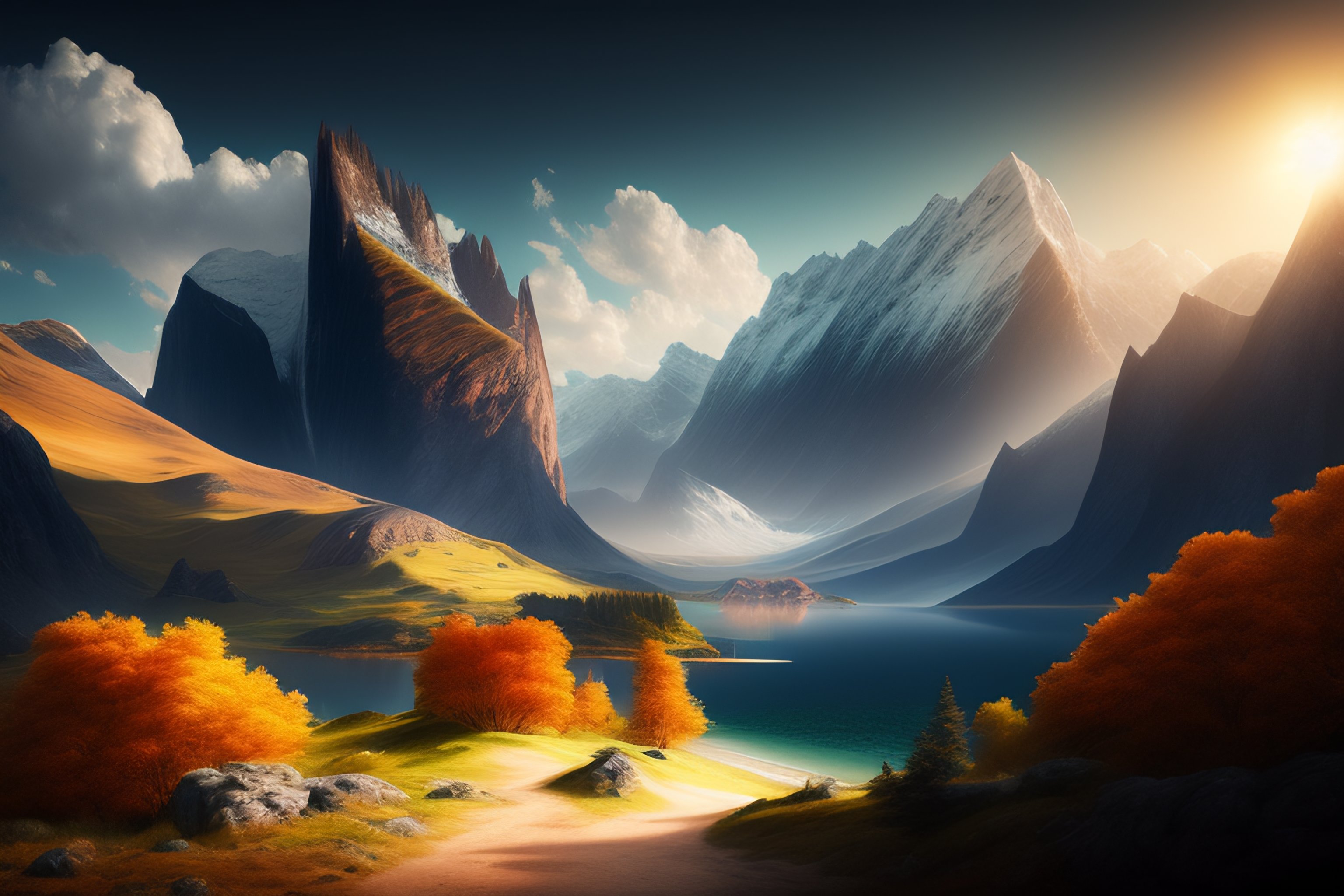 Lexica - Photo of dramatic and contrasty landscape, photorealistic ...