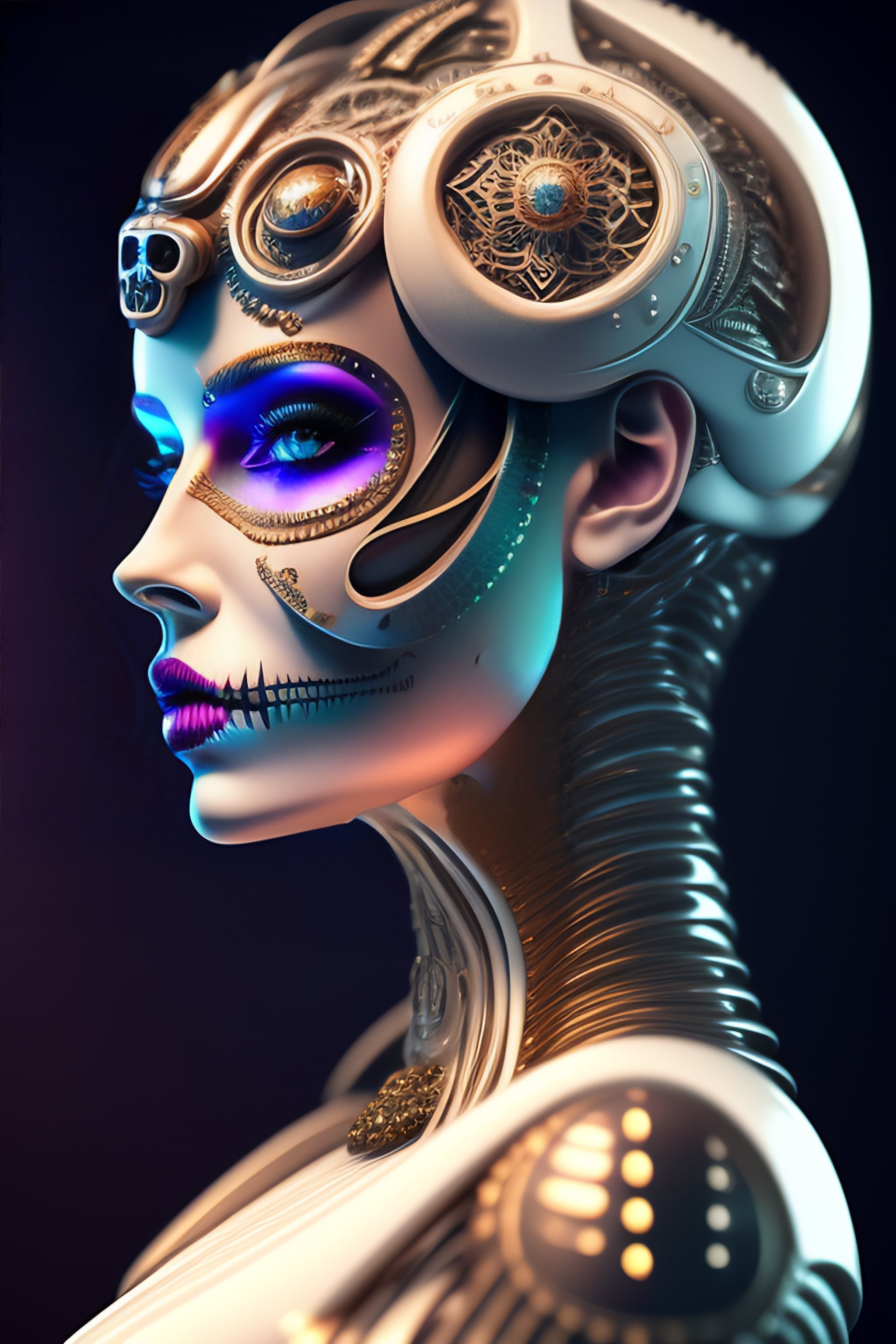 Lexica - Ultra detailed side portrait of female android, beautiful ...