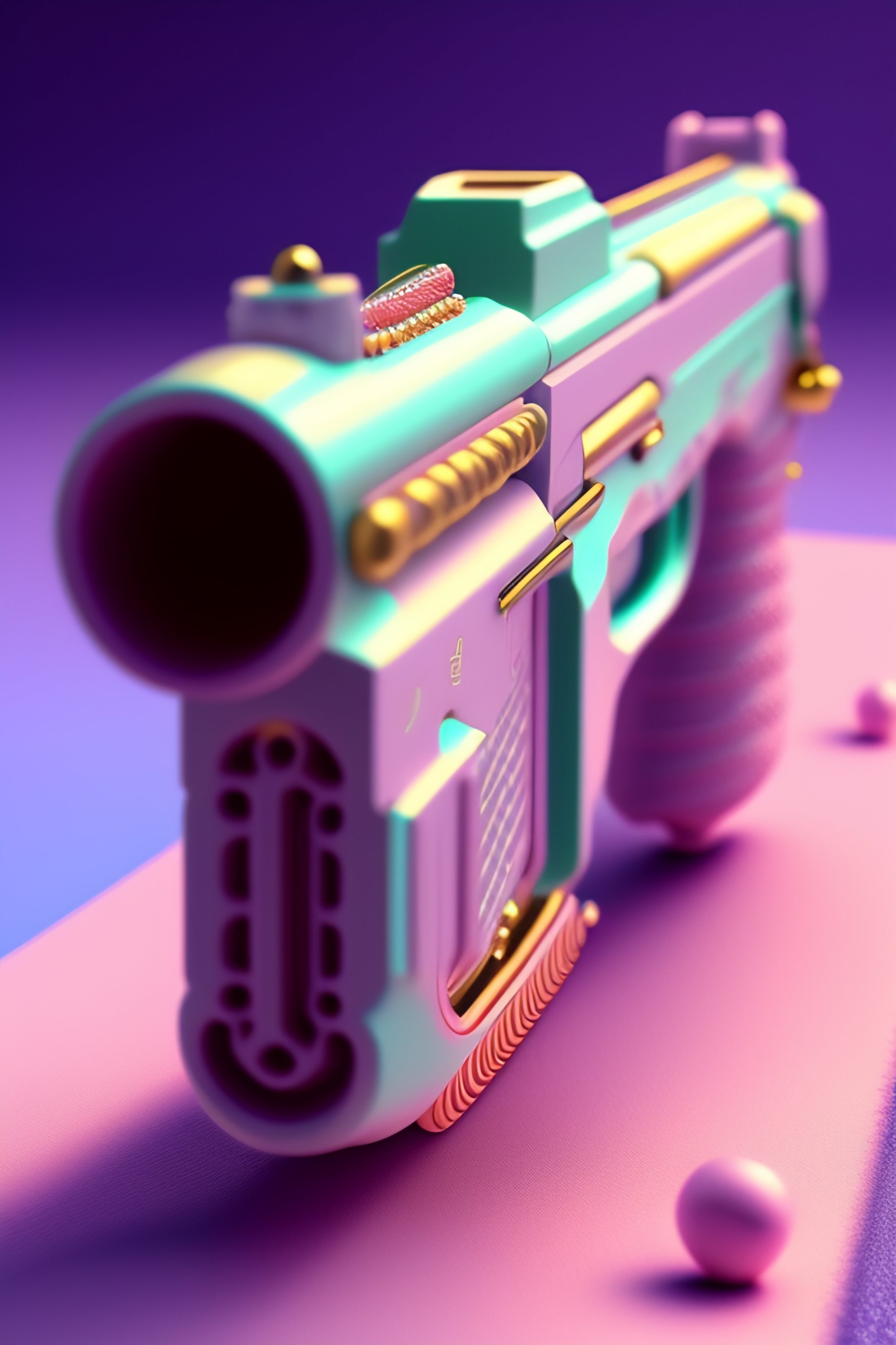 Lexica - Cute pastel rifle design with frills and beads