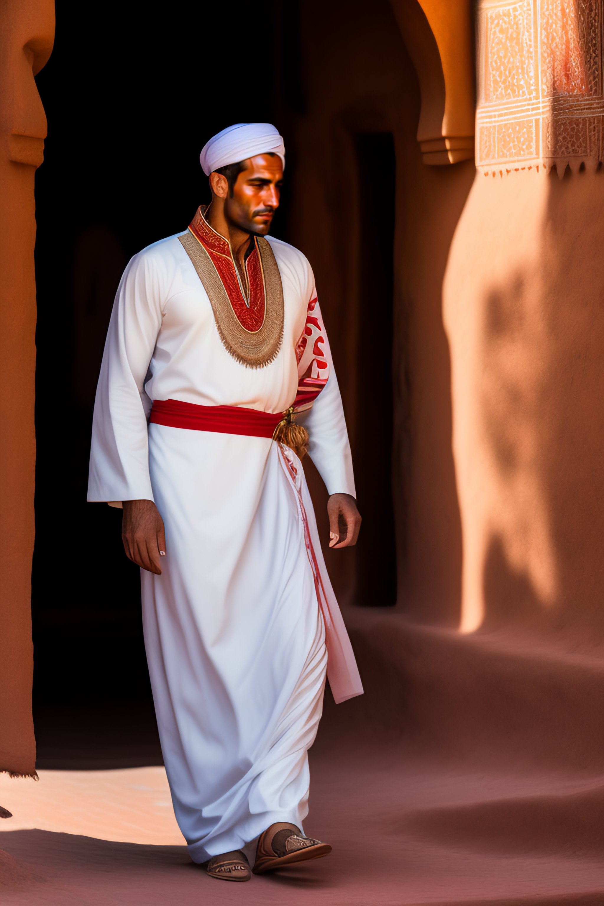 Lexica - Souk, white man with moroccan clothes, Marrakech city ...