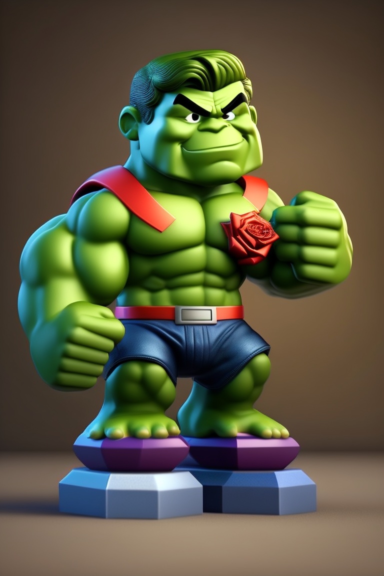 Lexica - An emotional little Hulk figure holding a rose, 3d, HD,