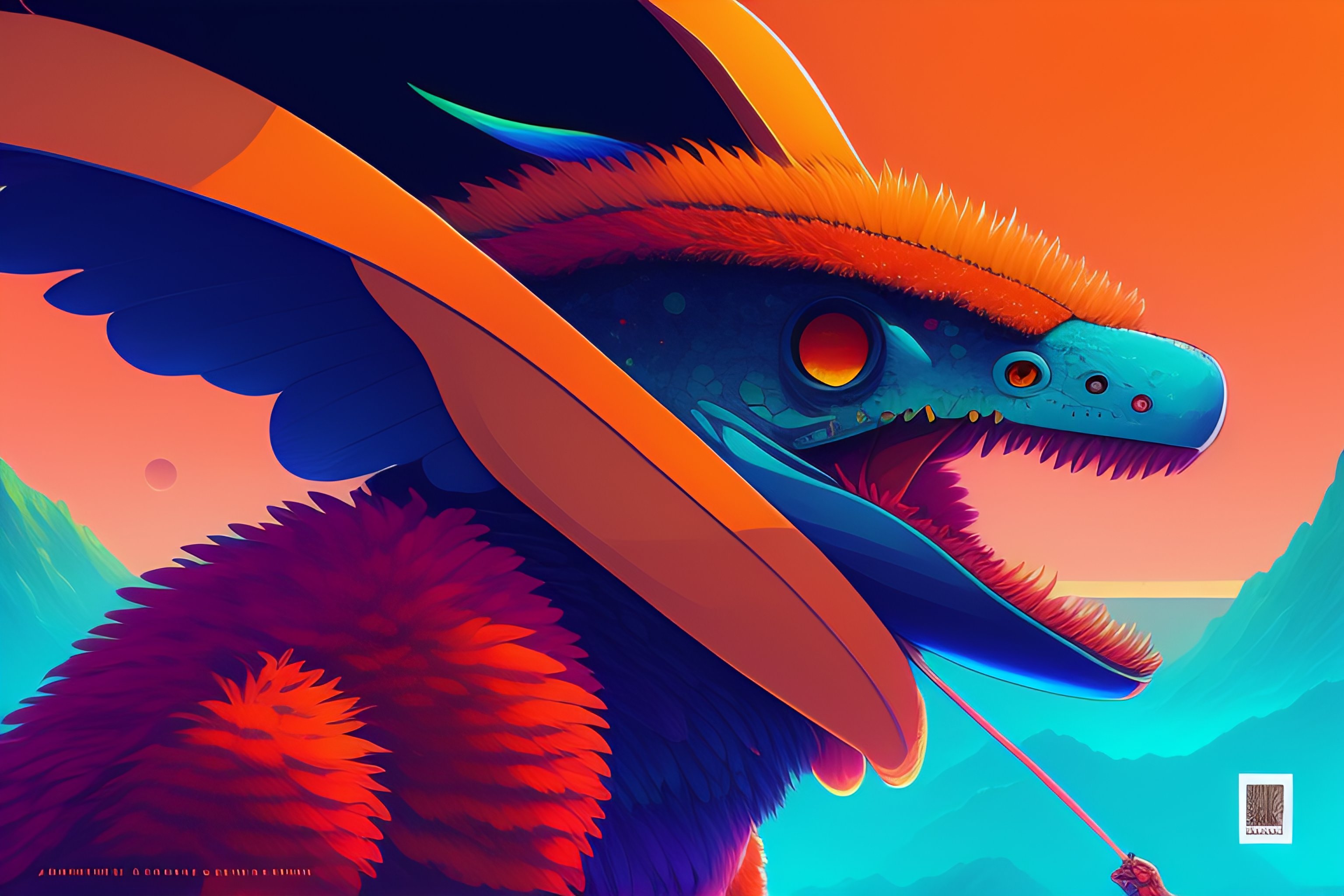Lexica - Photo of a quetzal monster in the space, style of laurie ...