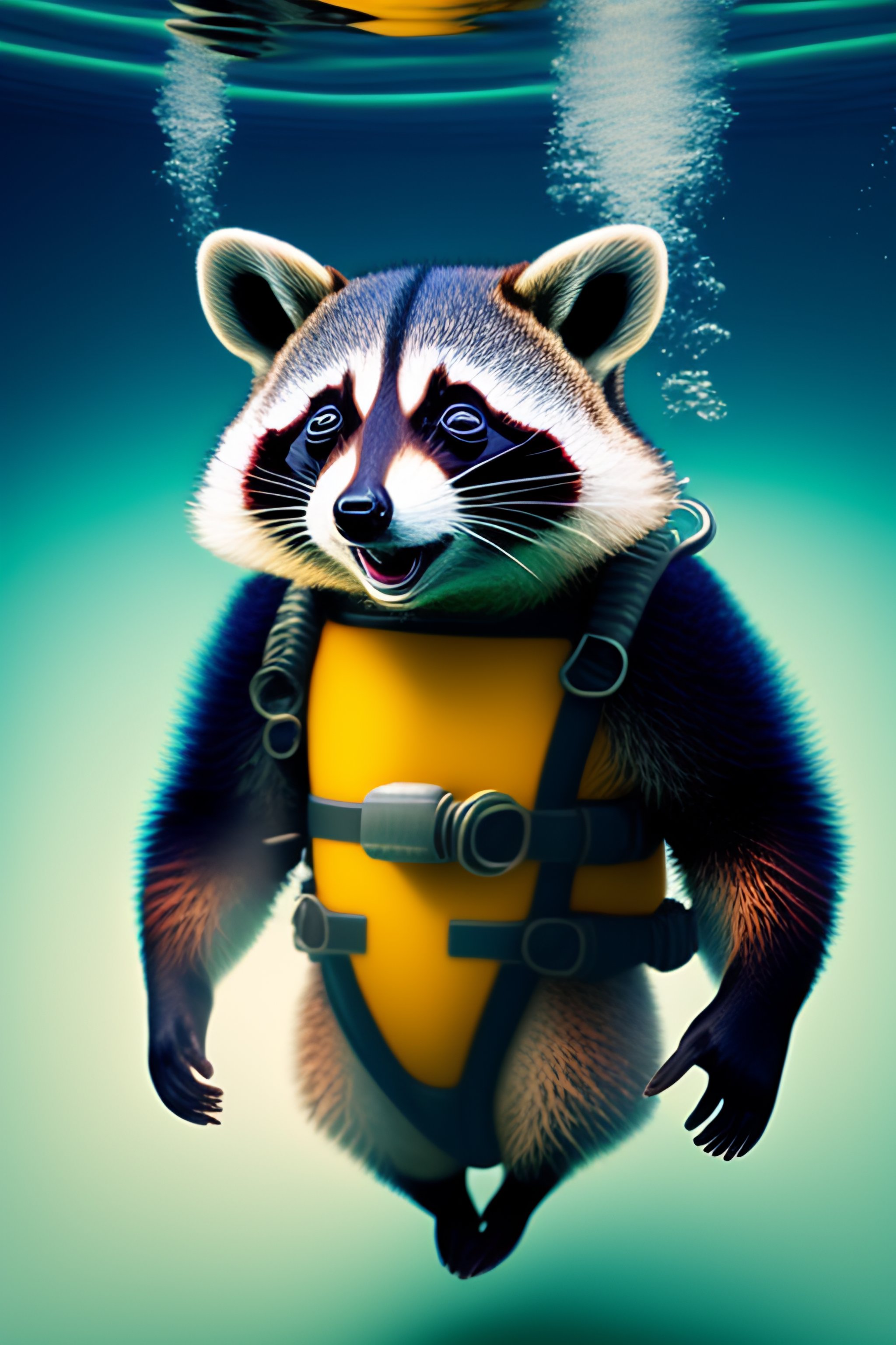 Lexica - Crazy raccoon in a diving suit