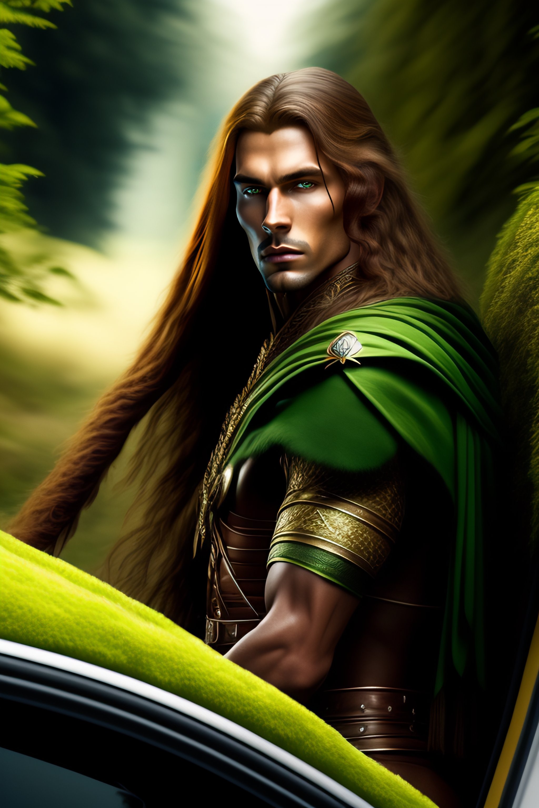 Lexica - Male slender muscular elven ranger with long hair driving a ...