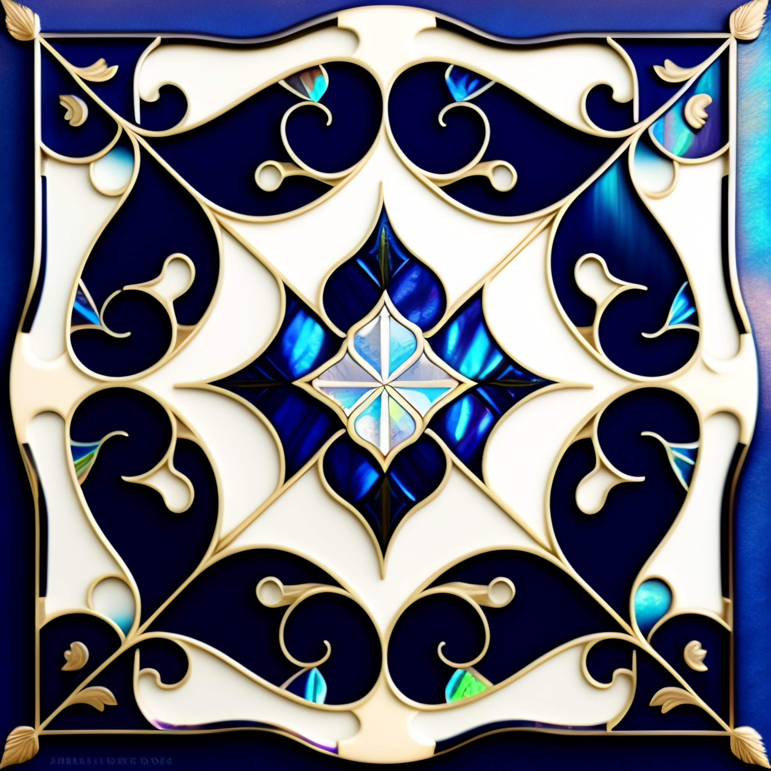 Lexica - Single mother-of-pearl inlay, Iridescent, blues, textured ...