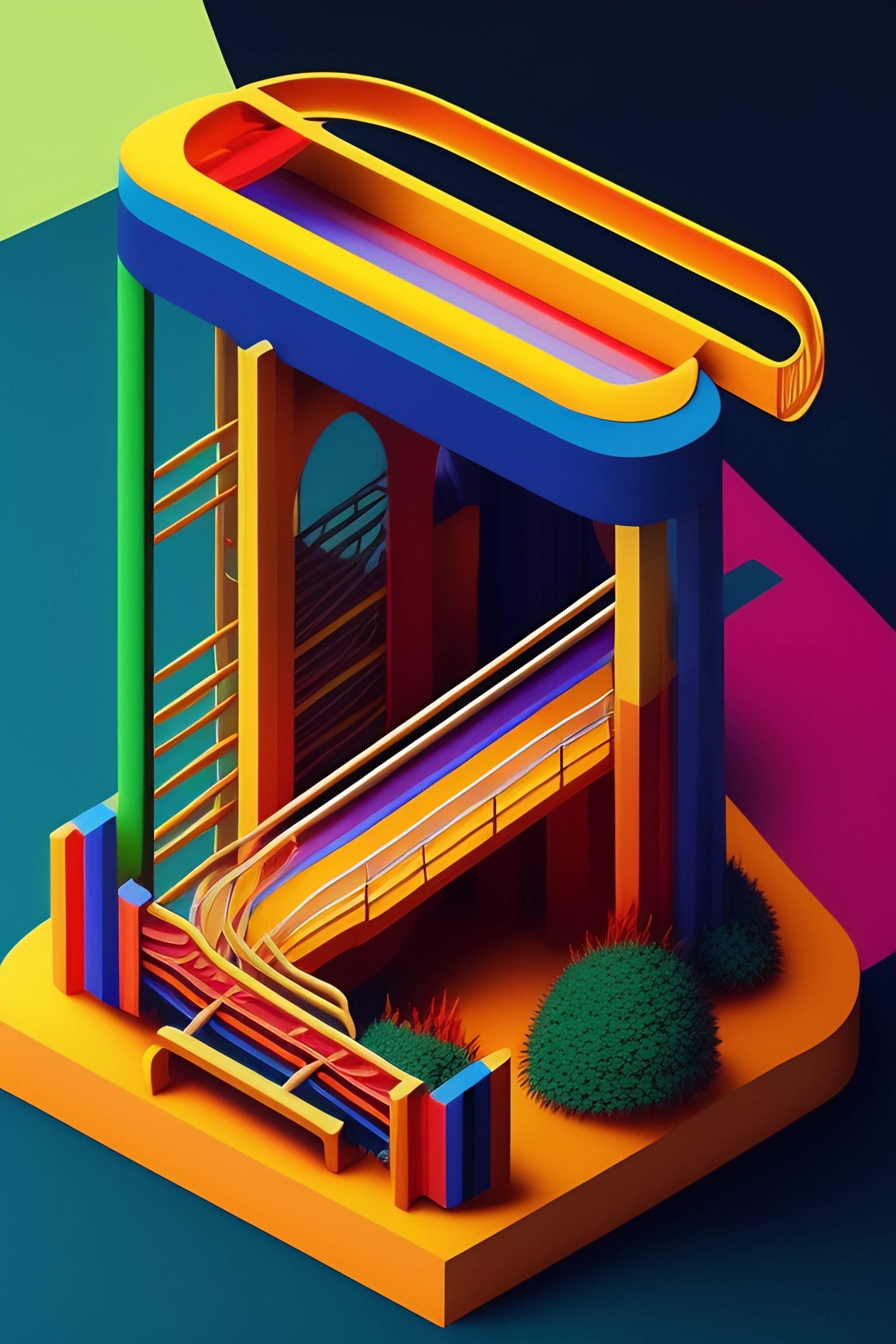 Lexica - Roller coaster, concept art, digital painting, suprematism ...