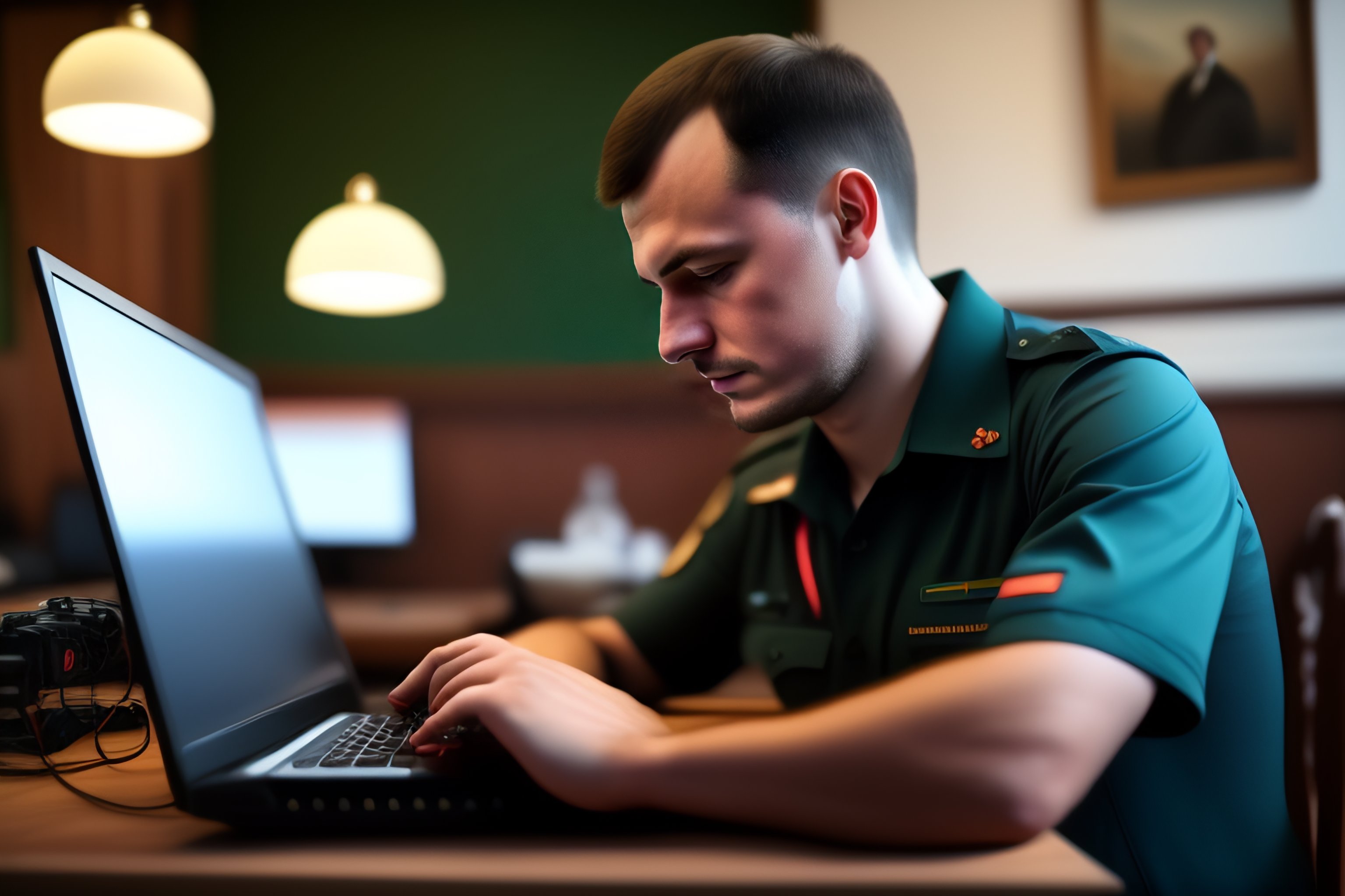 Lexica - Programmer from belarus in Vyshyvanka is working on his laptop