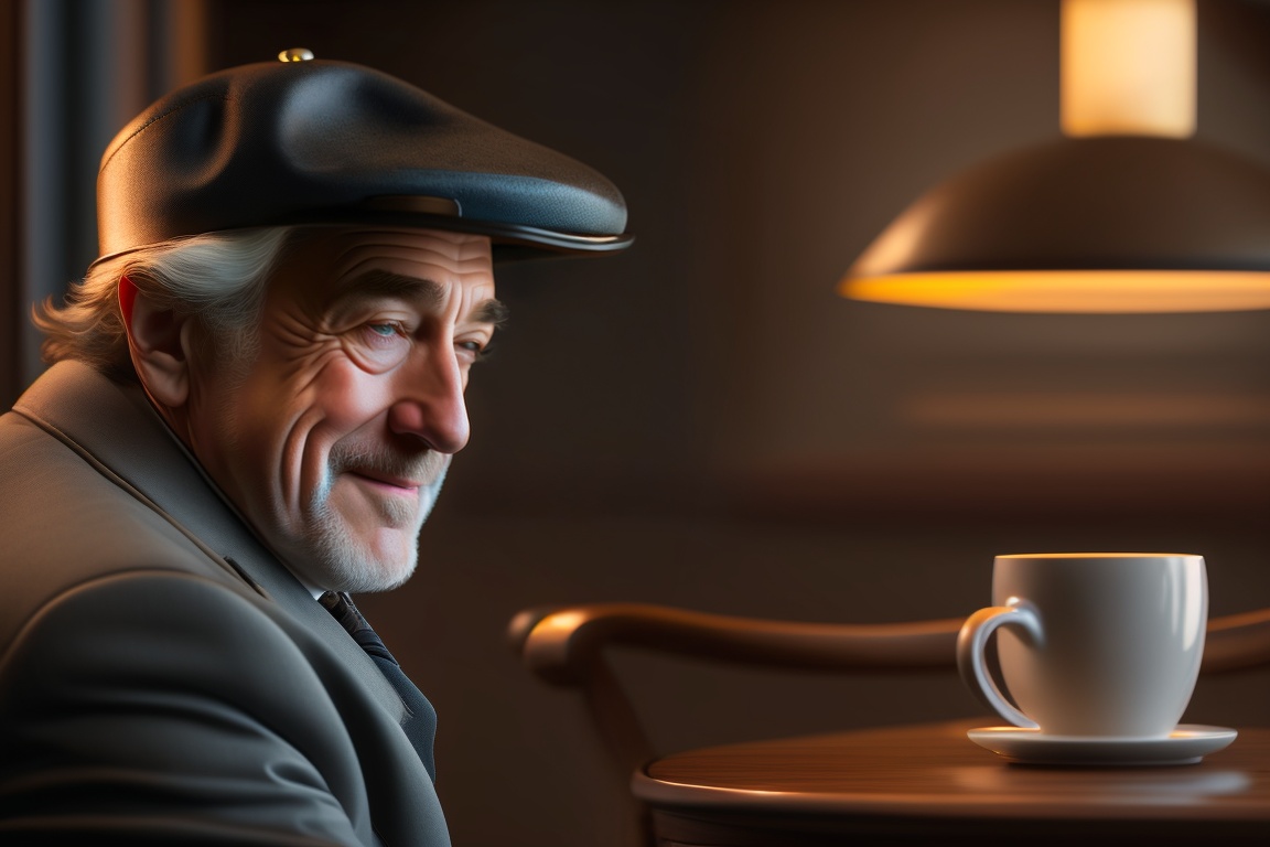 Lexica - Robert de niro with a cup of coffee, HQ, cinematic light, on ...