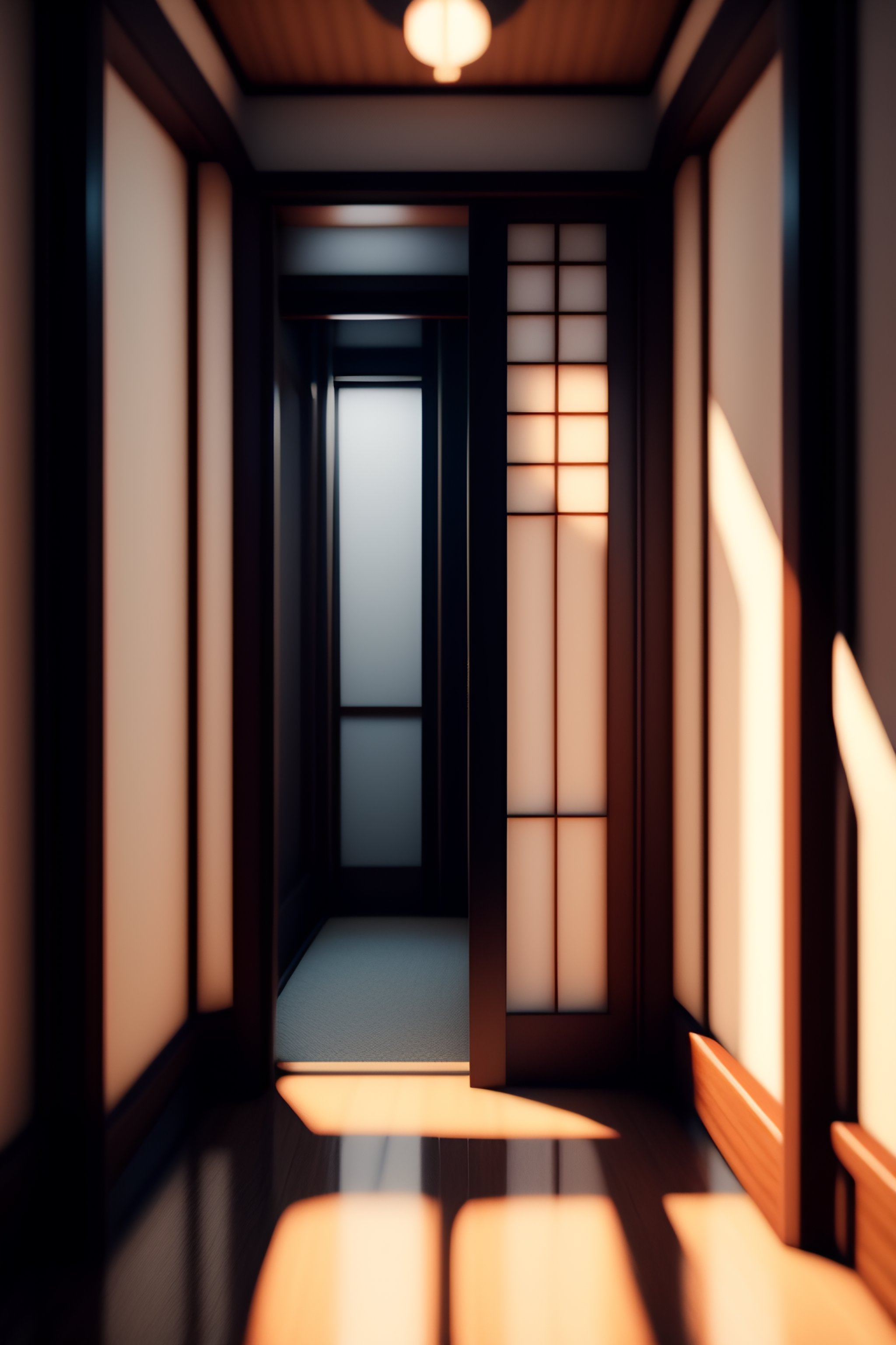Lexica - Still photo of a japanese hallway with sliding doors, highly ...