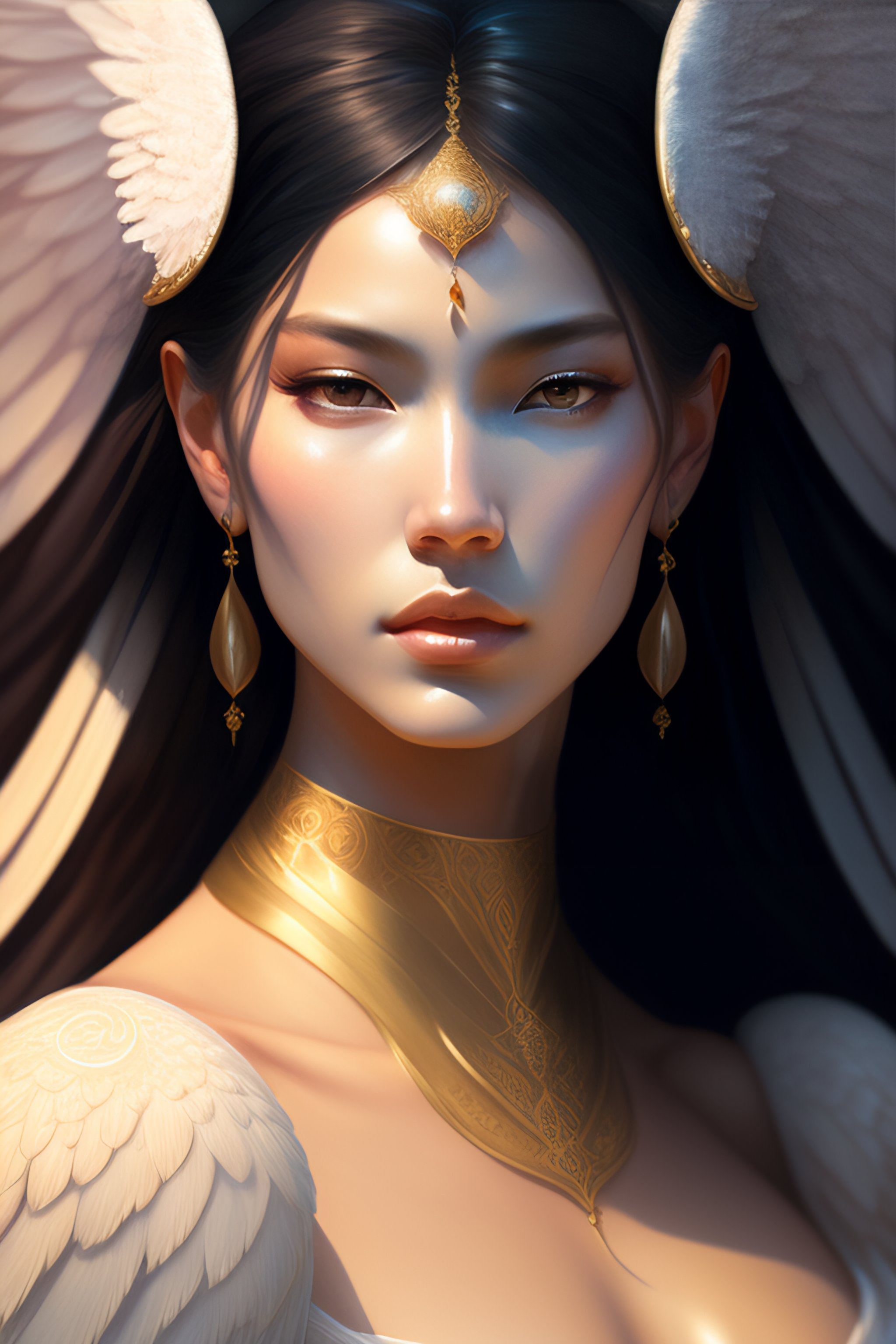 Lexica - A beautiful portrait of a beautiful white female angel in hood ...