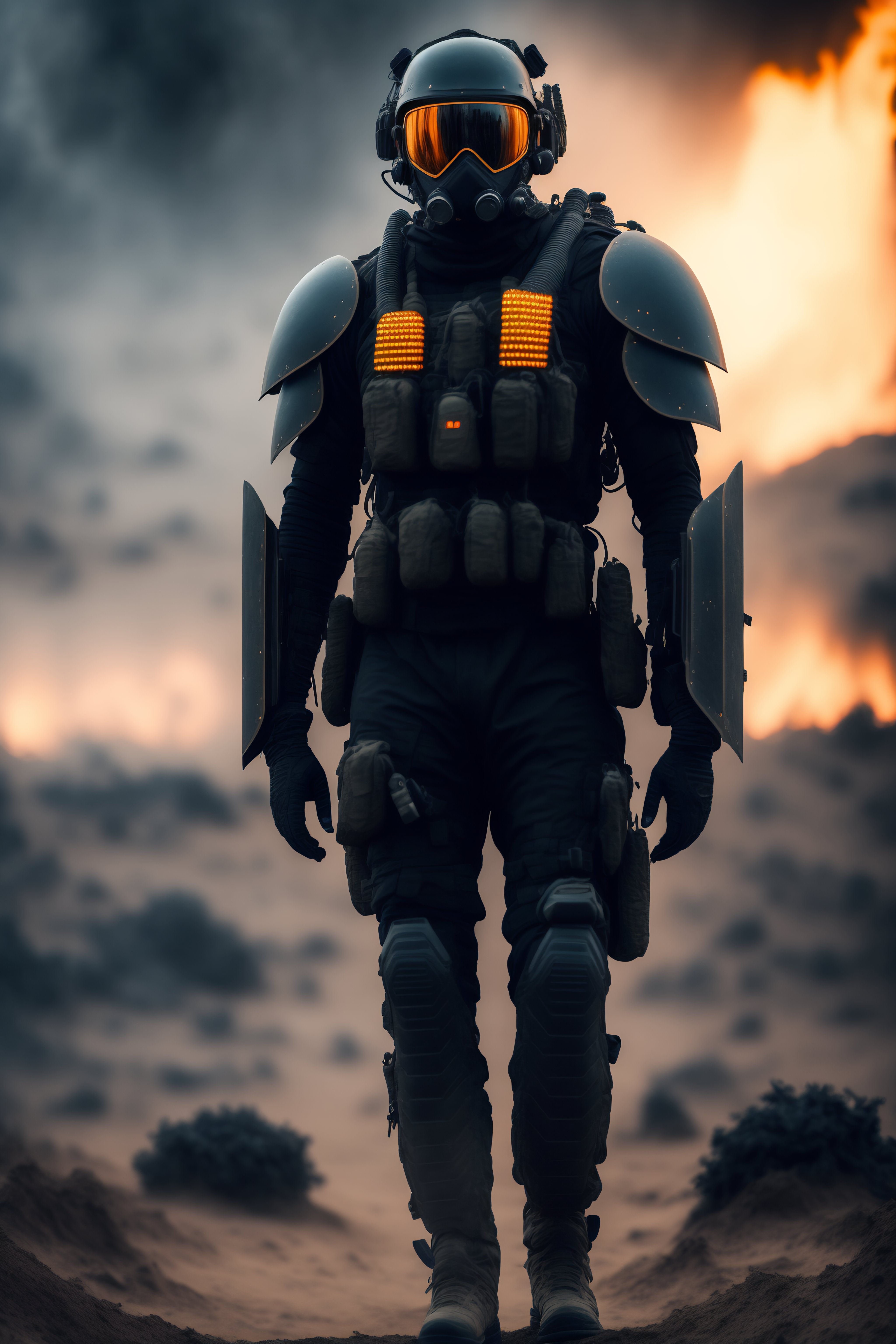 Lexica - A cyber warrior in a burnt land, extremely highly detailed ...