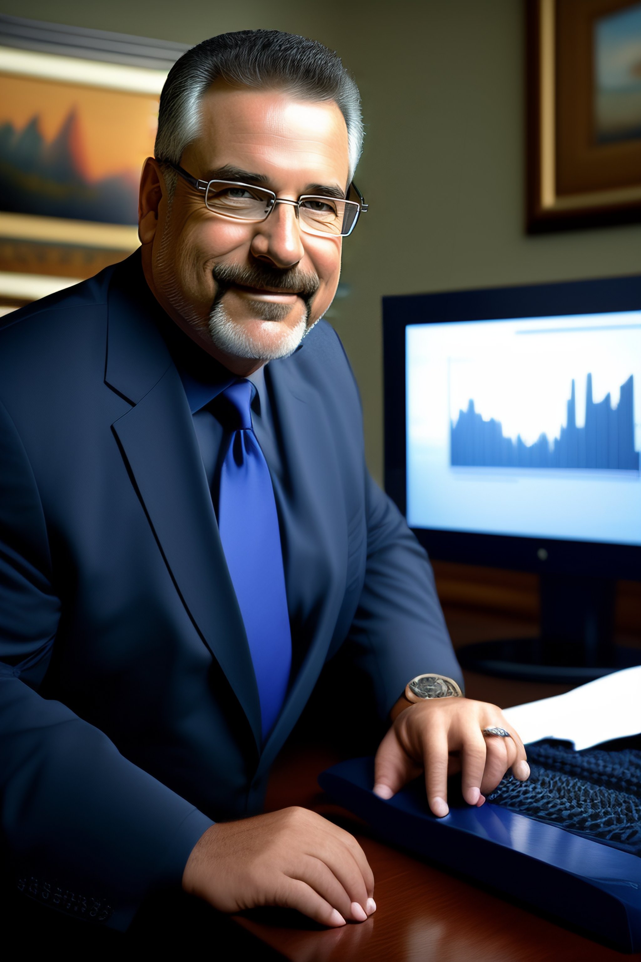 Lexica - Portrait of Gary Heller at Desk with Computers