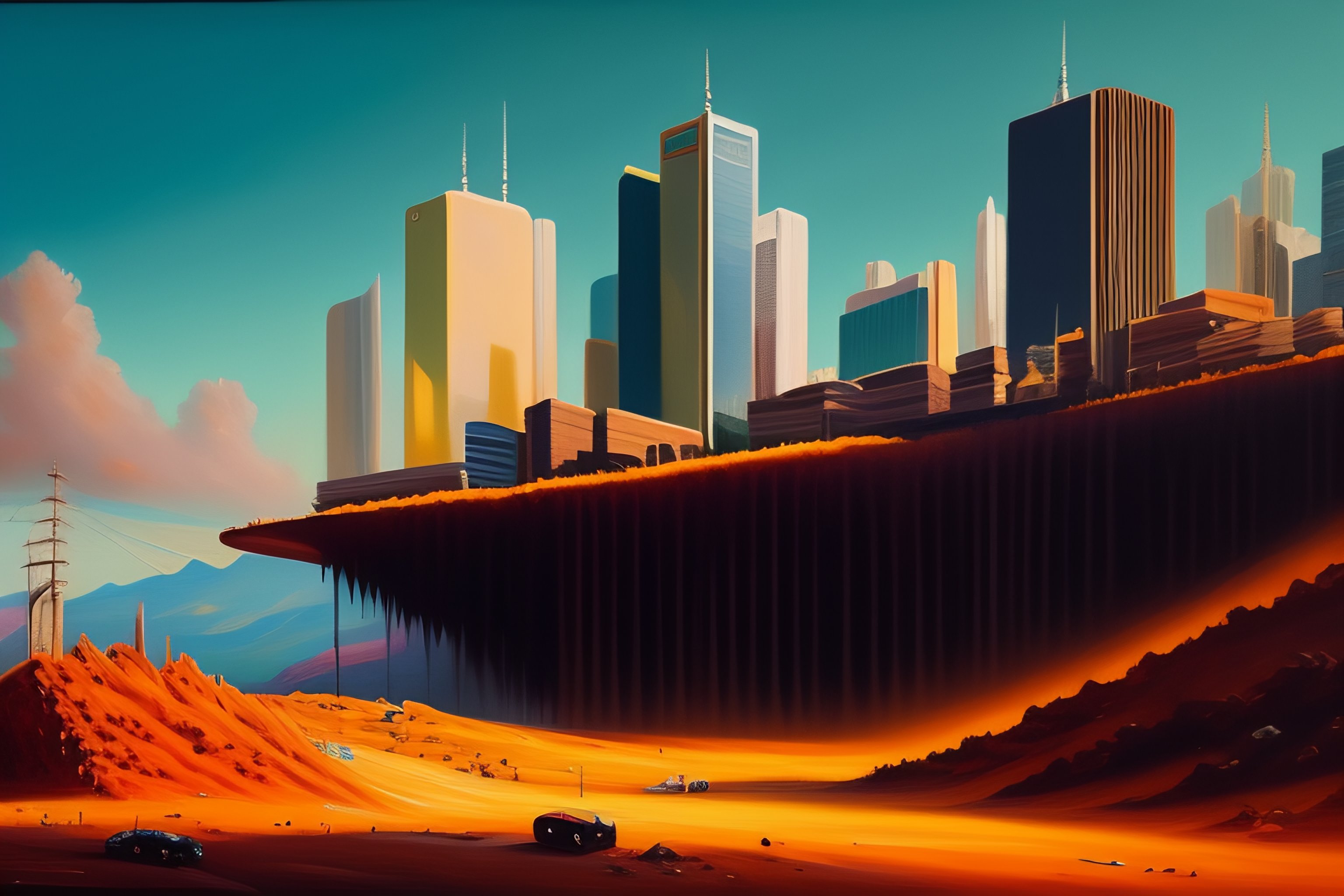 Lexica - Capitalist hell dystopia oil painting