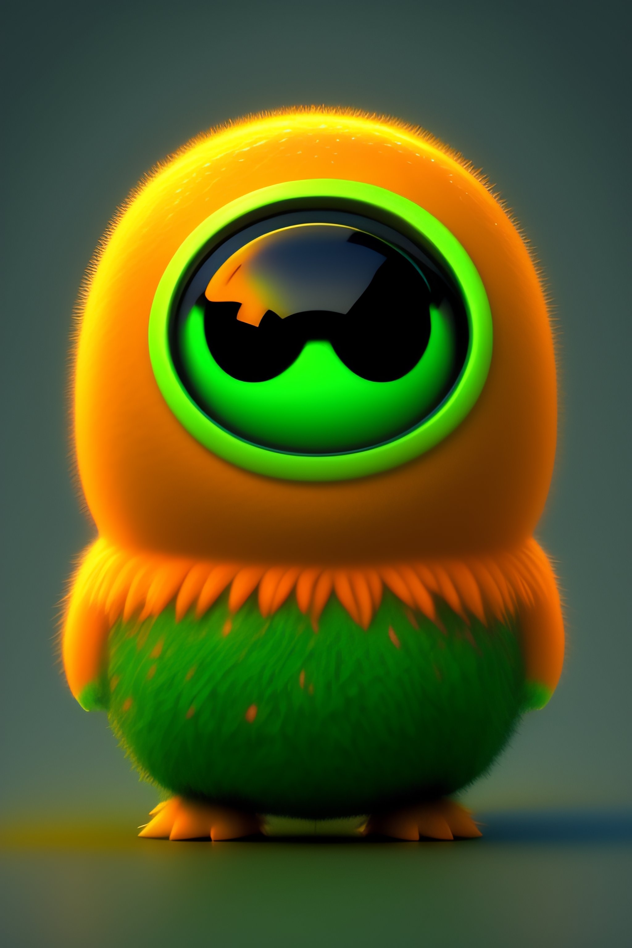 Lexica - Cute Chibi one eyed orange monster, green pupil, pixar, 3d ...