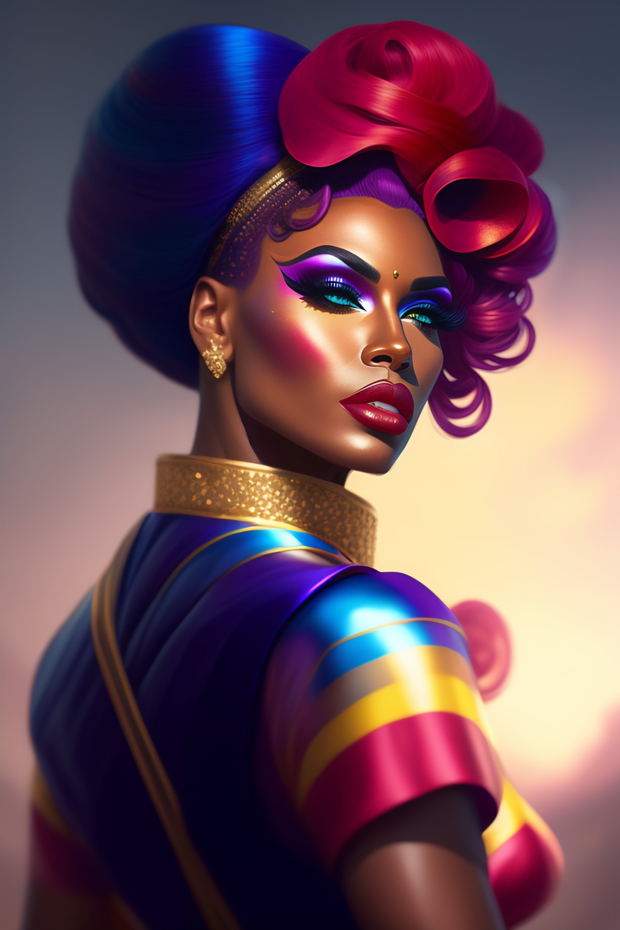 Lexica - God as drag queen, holding pride flag, pretty face, intricate ...