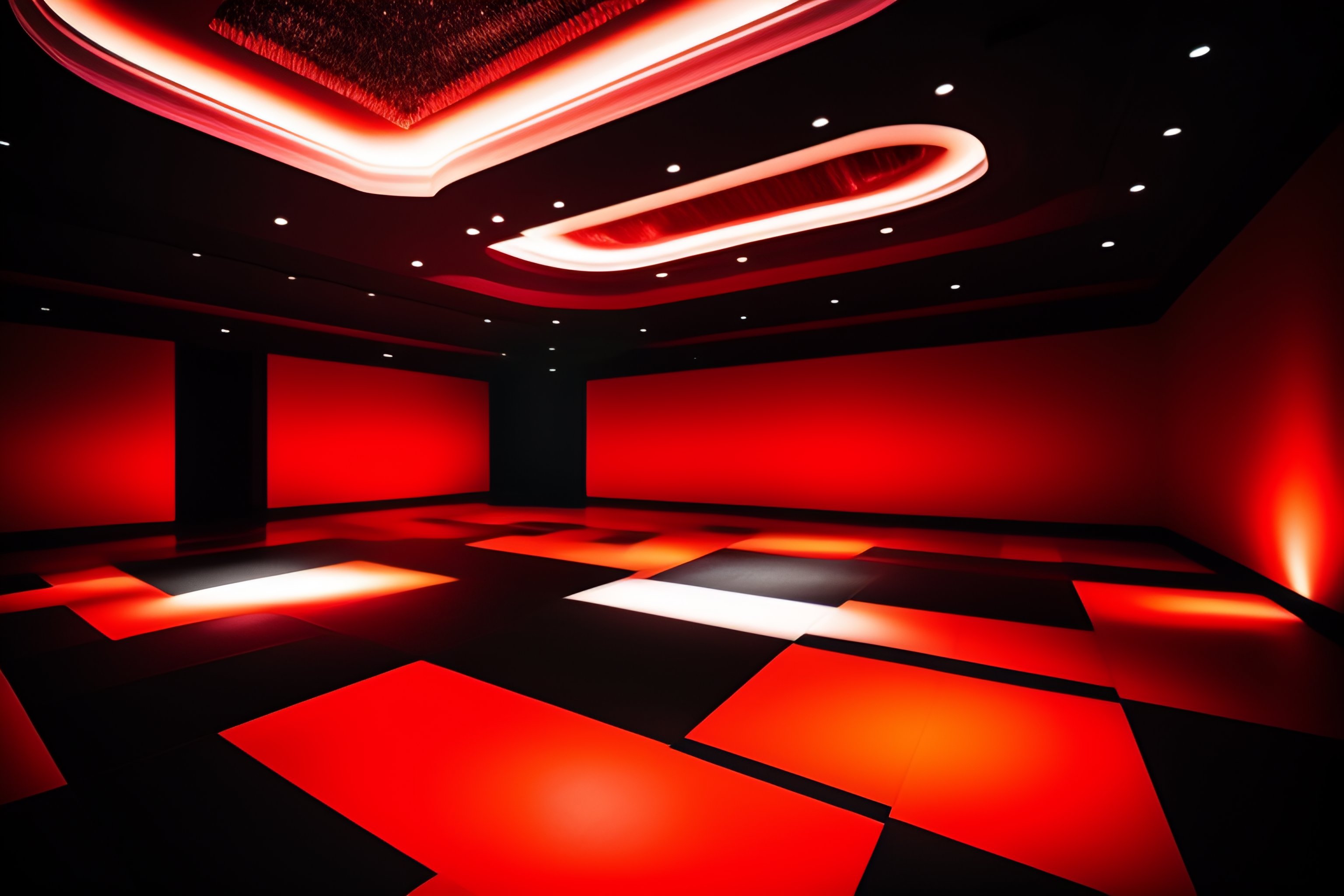 Lexica - Black and red dancefloor interior, square