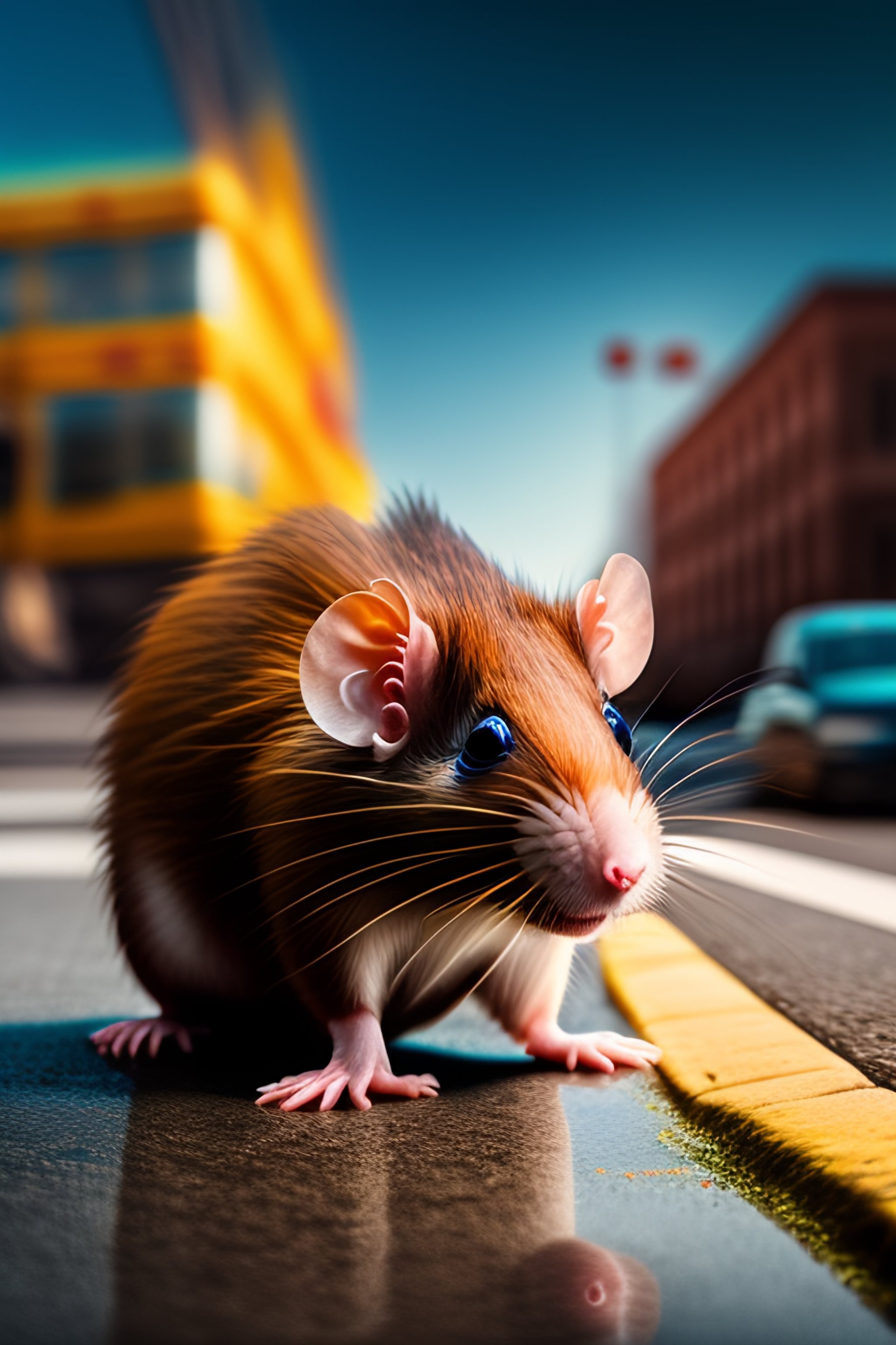 Lexica - A human rat on a city street