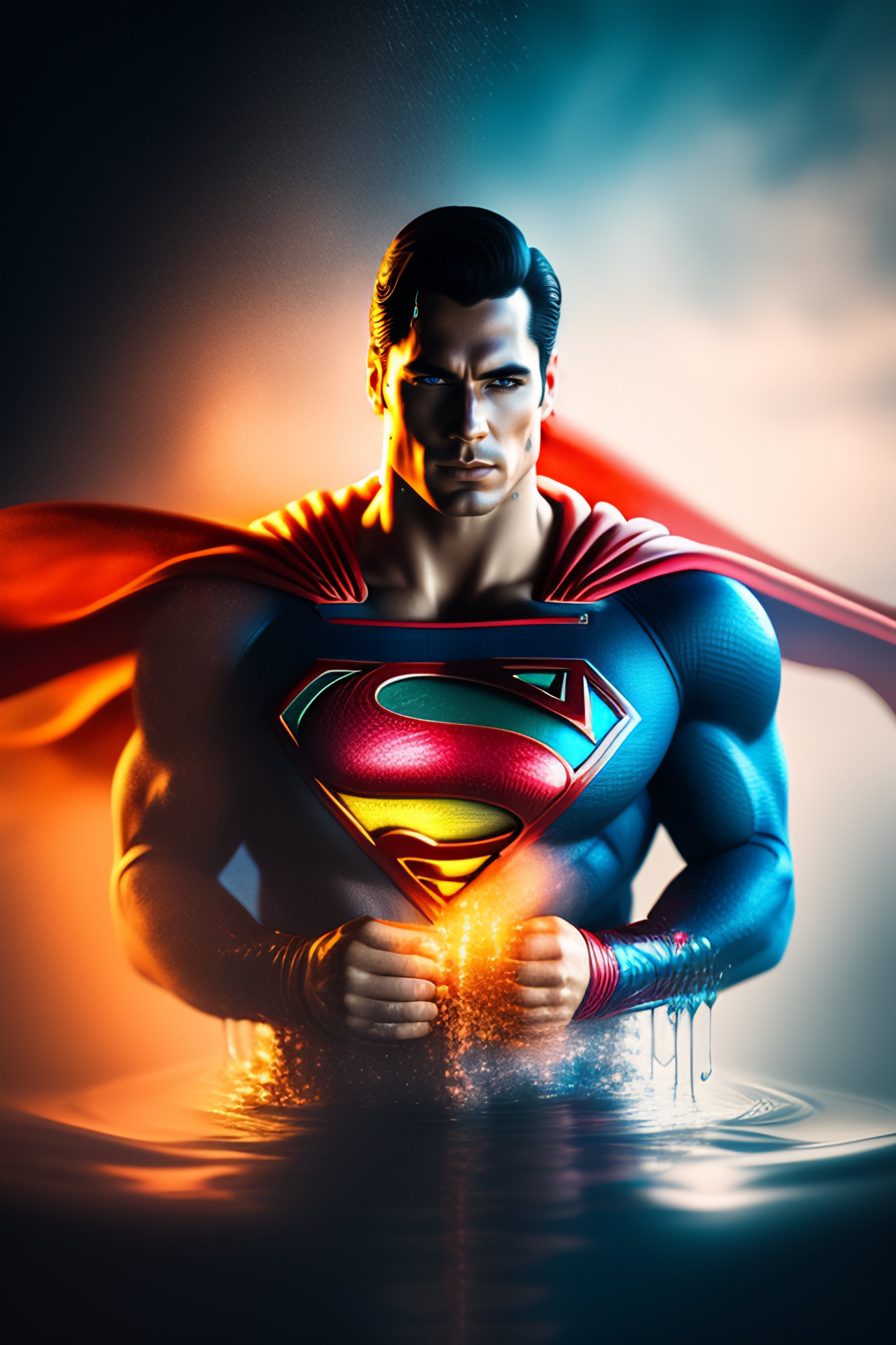 Lexica - Superman art, dancing silhouette , water ink, ink water, ink ...