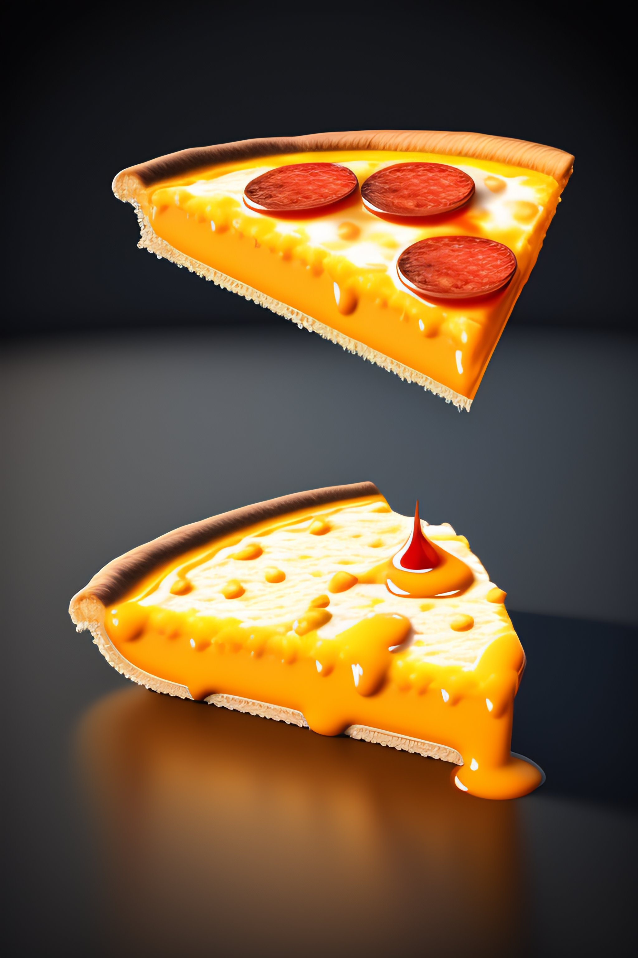 Lexica - 3d cartoon floating slice of pizza with dripping cheese and ...