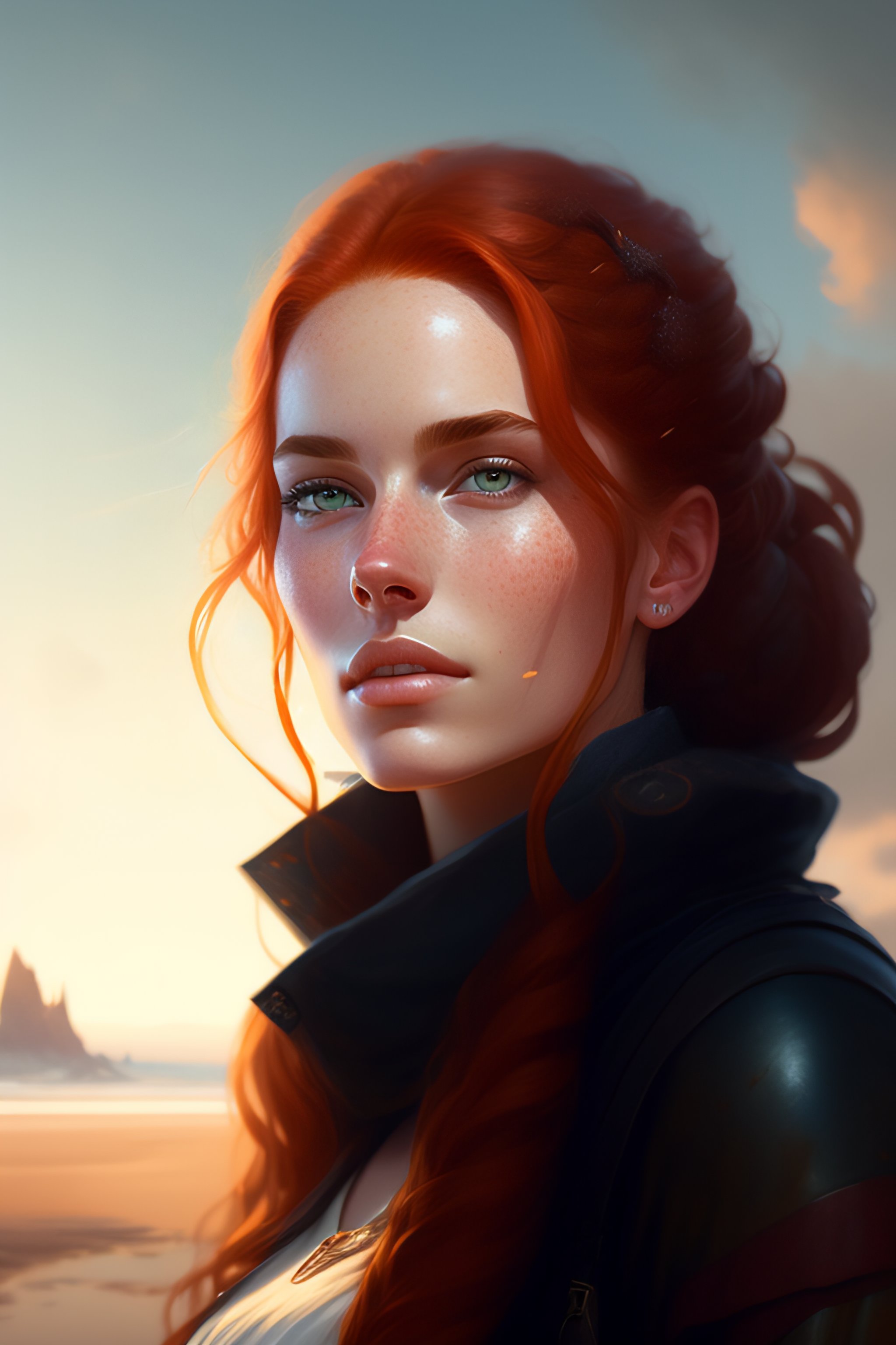 Lexica - Highly detailed portrait of a young woman, straight reddish ...