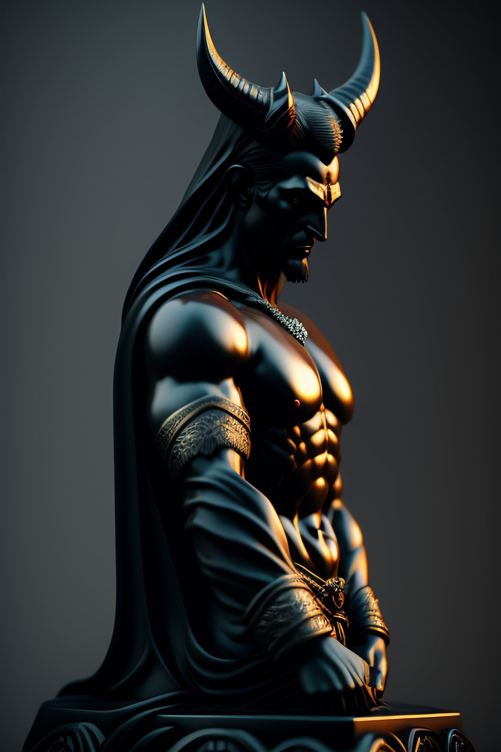 Lexica - A demon made with black stone, Giovanni Strazza sculpt style ...