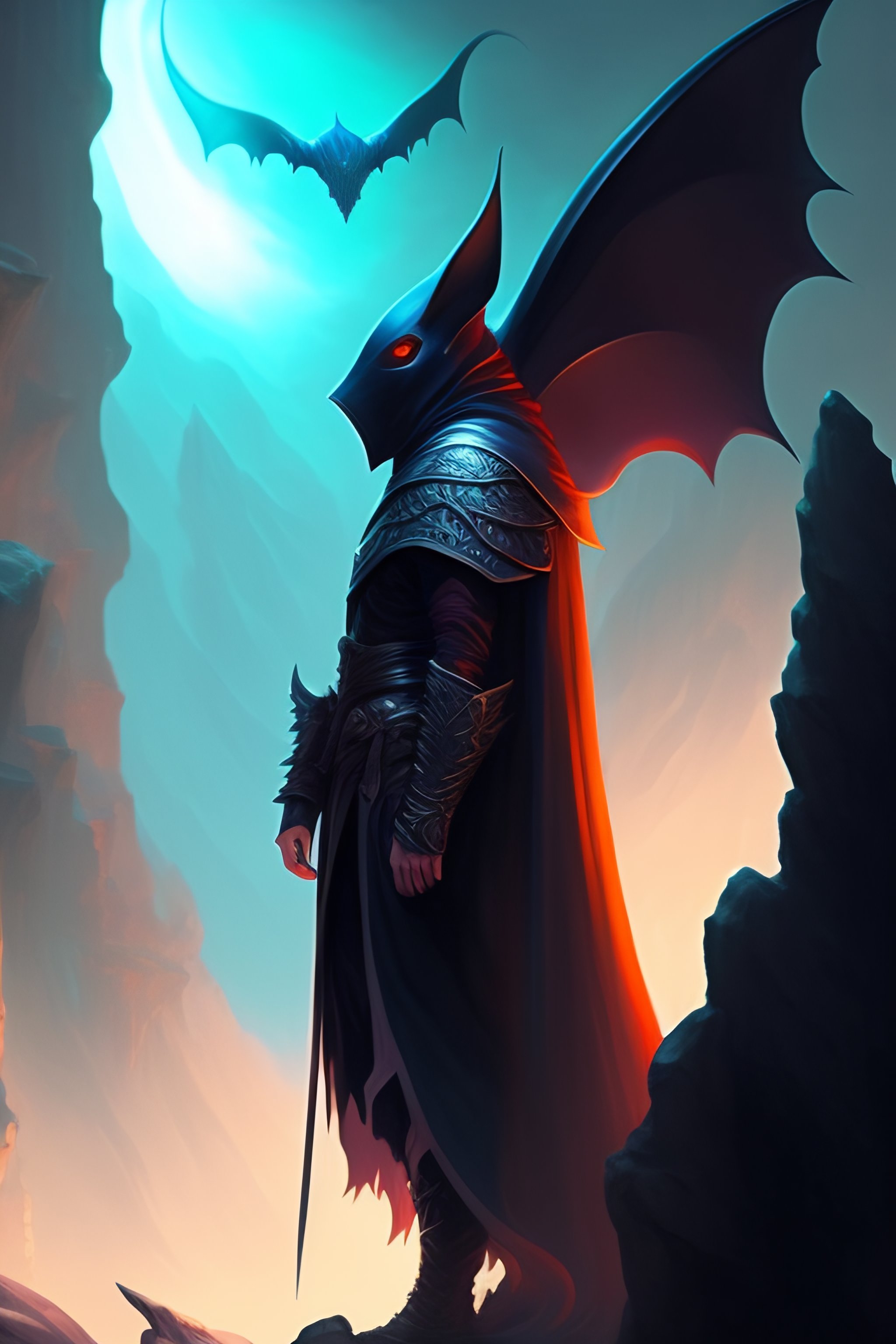 Lexica - Establishing shot of a fantasy hooded demonic figure with a ...