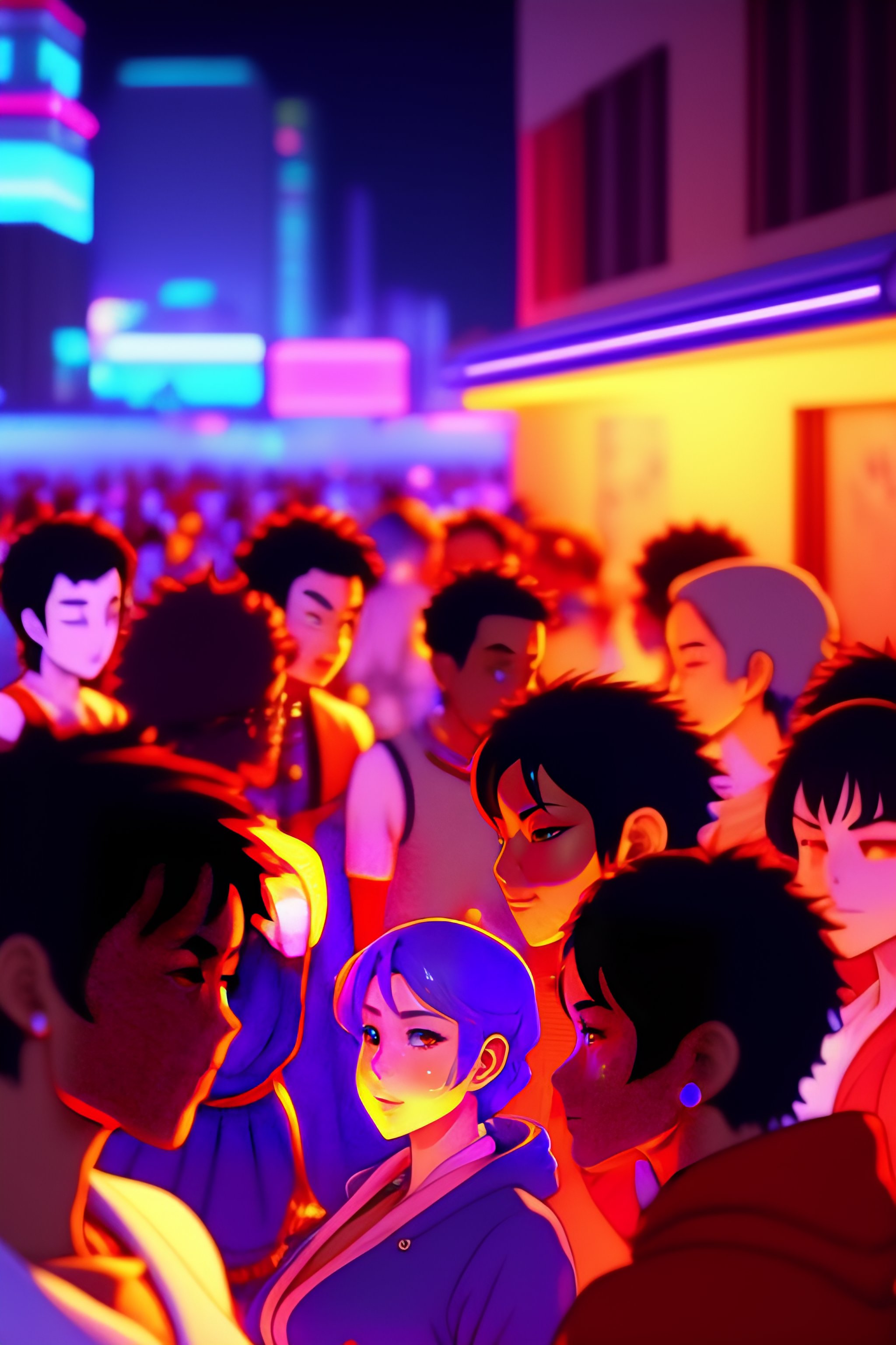 Lexica - Pool party late at night with funky music people dancing in ...