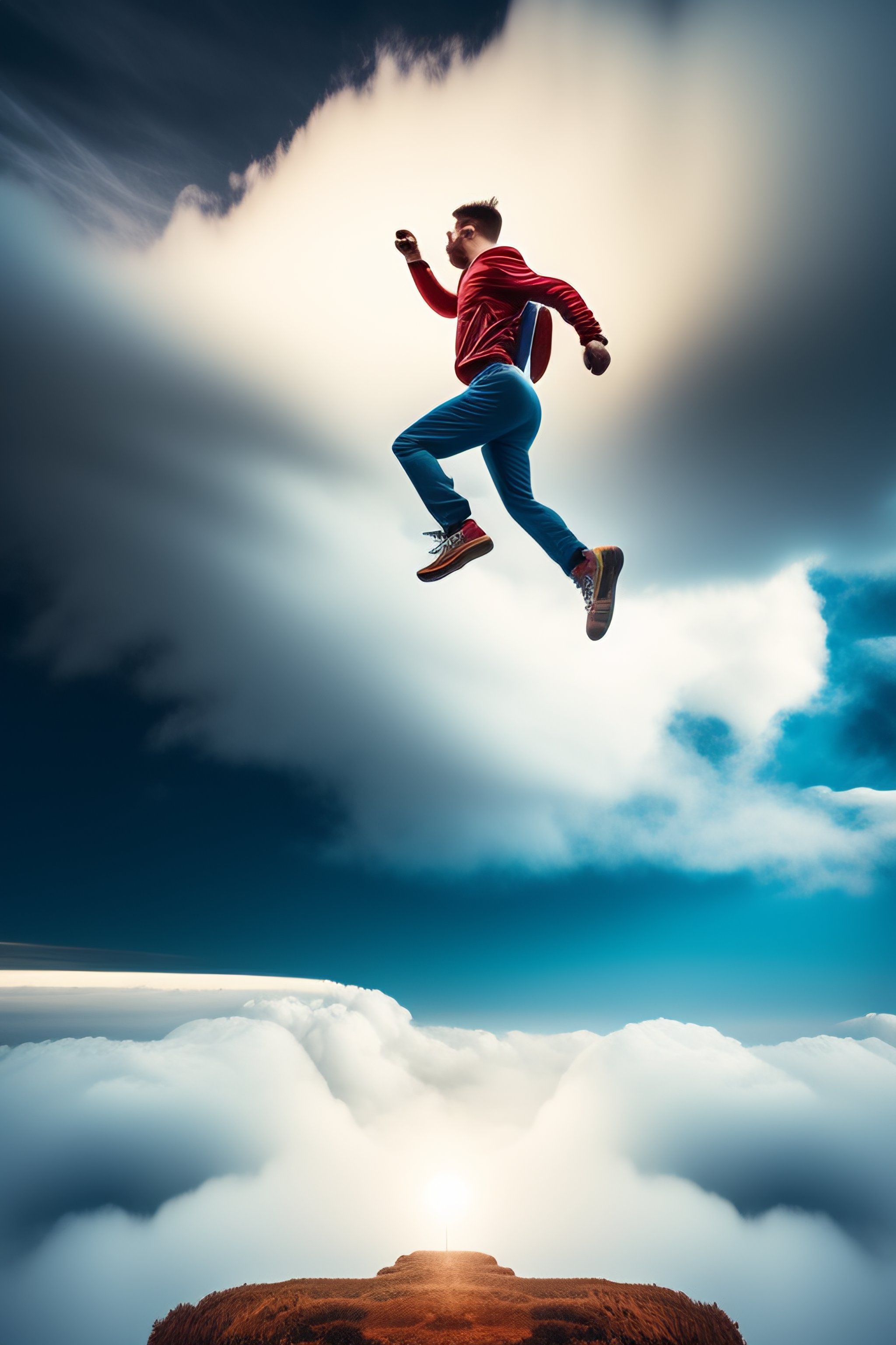 Lexica - Human jumping from cloud