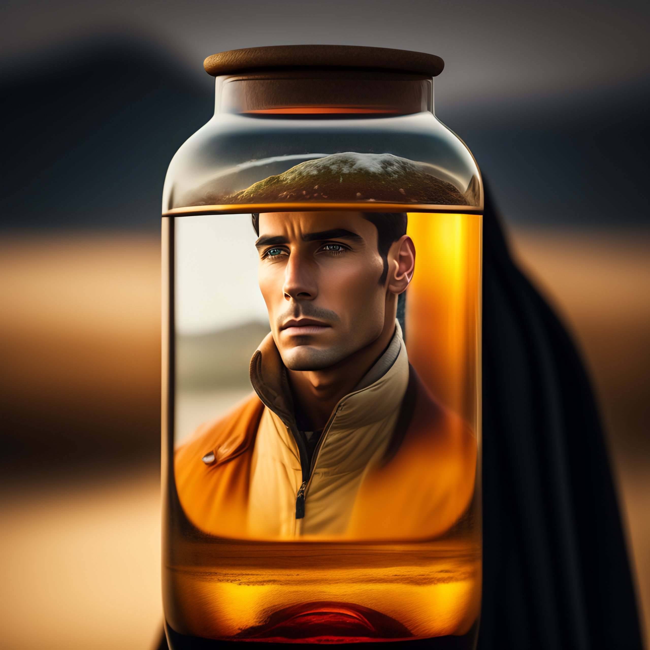 Lexica - Portrait a man in the bottle