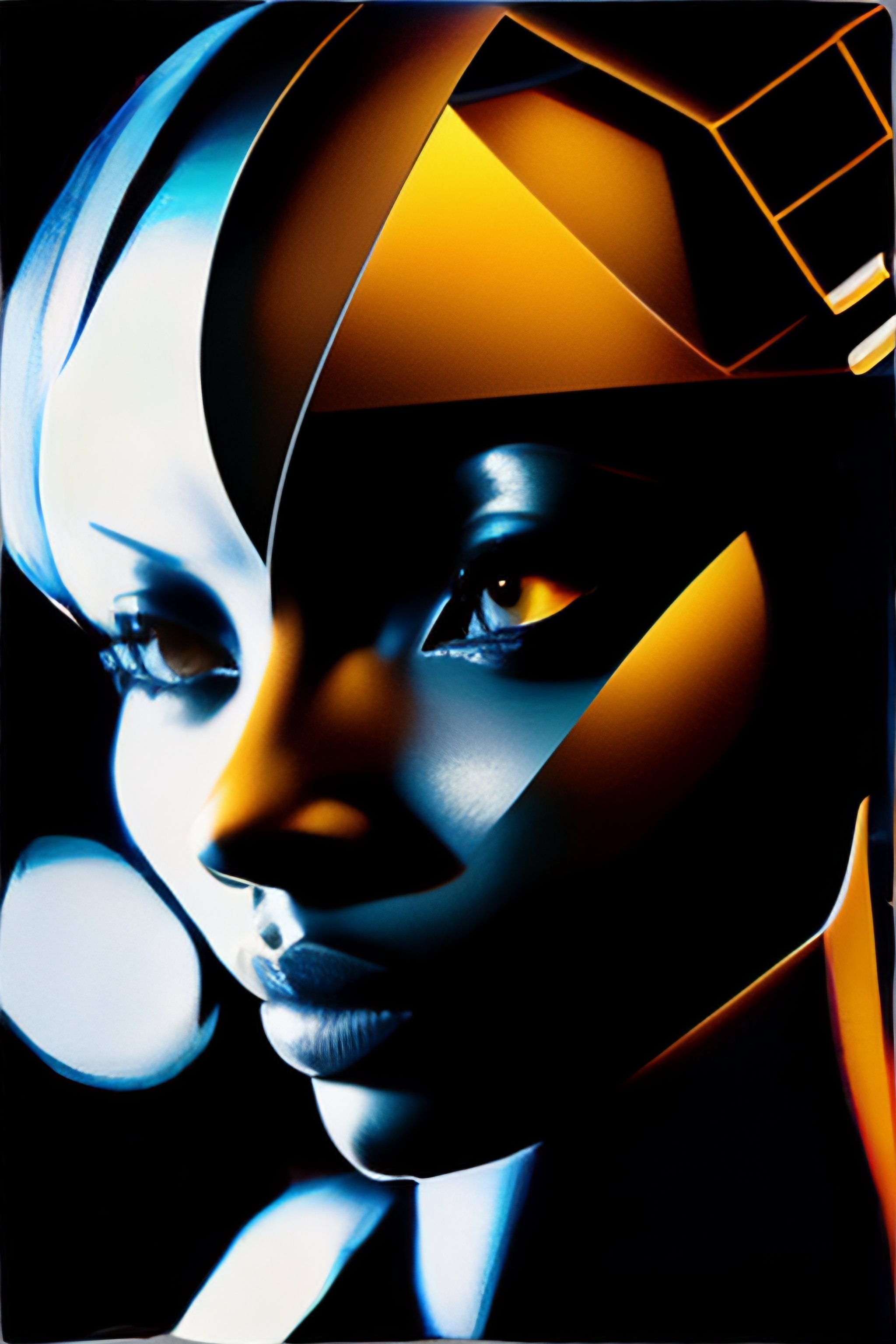 Lexica - Futuristic pappercut collage pieces portrait of machine ...