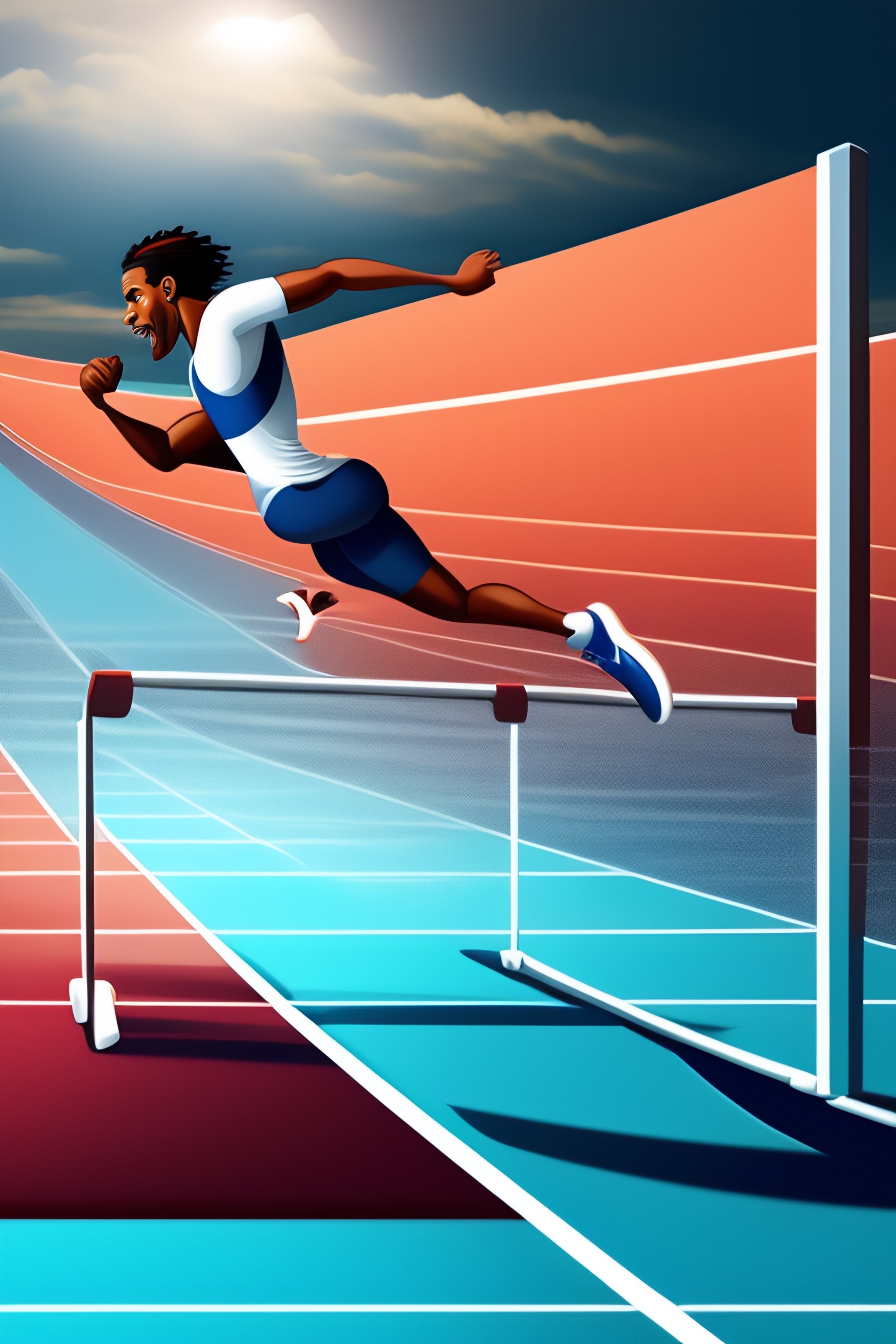 Lexica - Cartoon of a person leaping over a hurdle in track and field ...