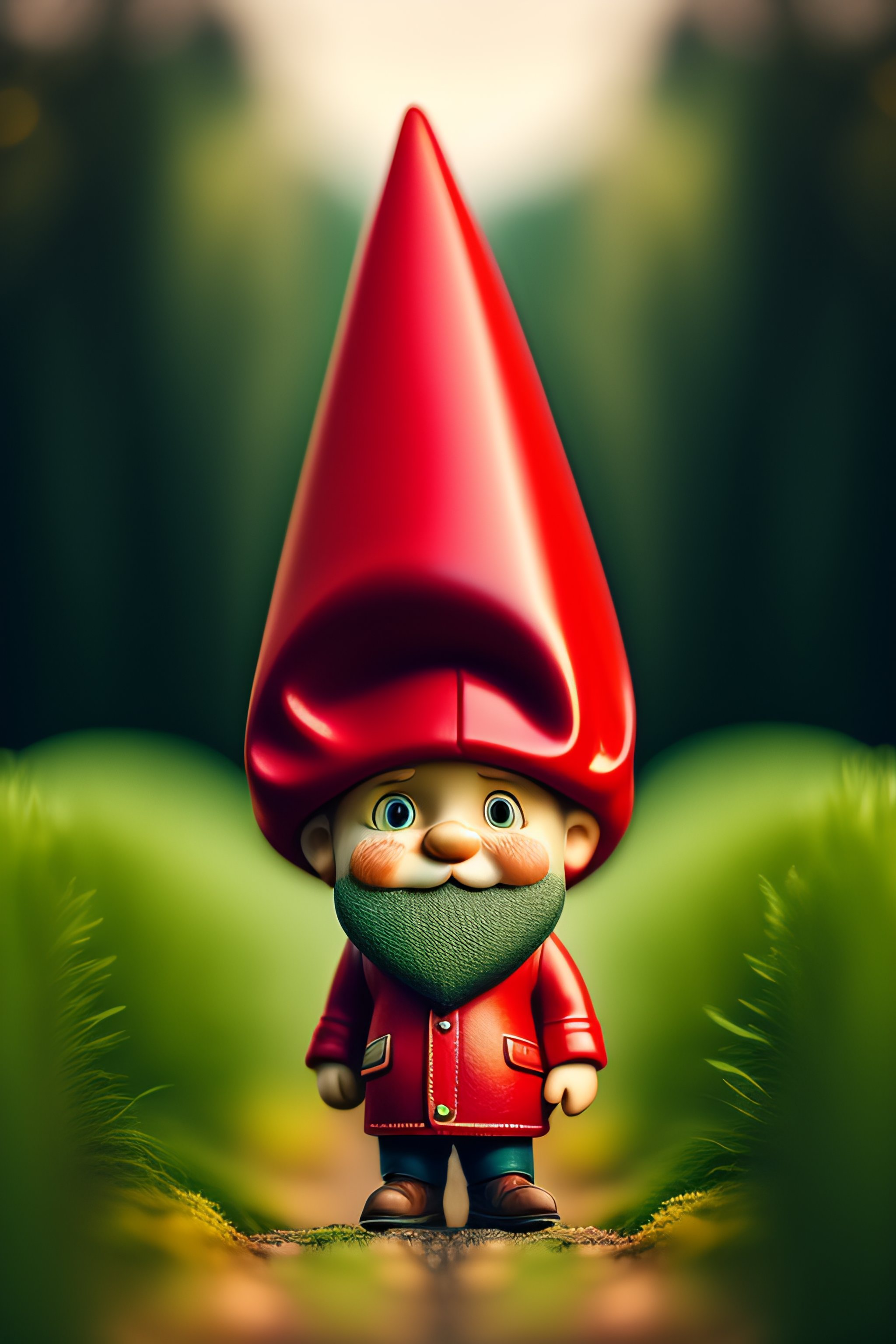Lexica - Little gnome in the tall grass, wearing a red pointed hat ...