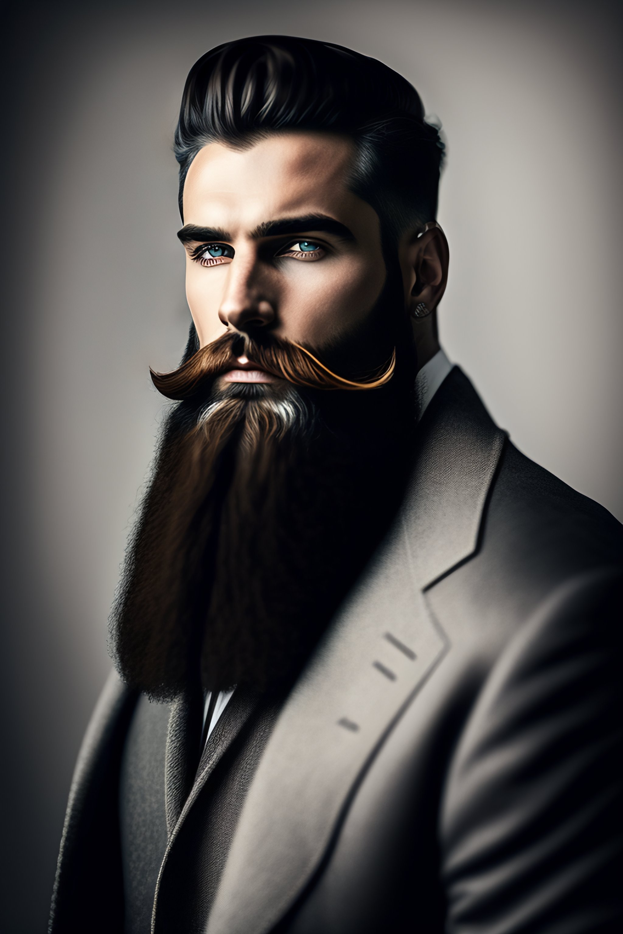 Lexica - Realistic photography of a stern man with beard 1930