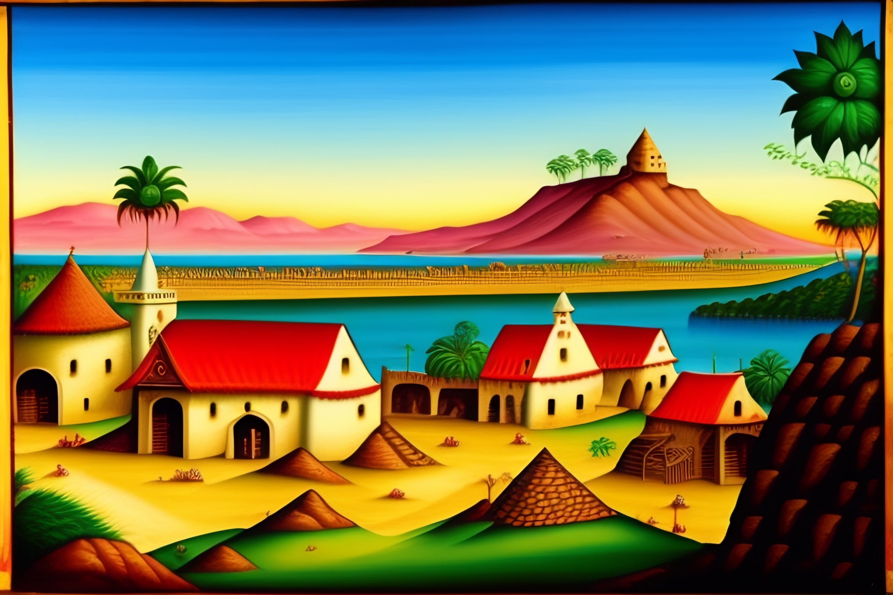 Lexica - Medieval illuminated Manuscript of a Puerto Rican village