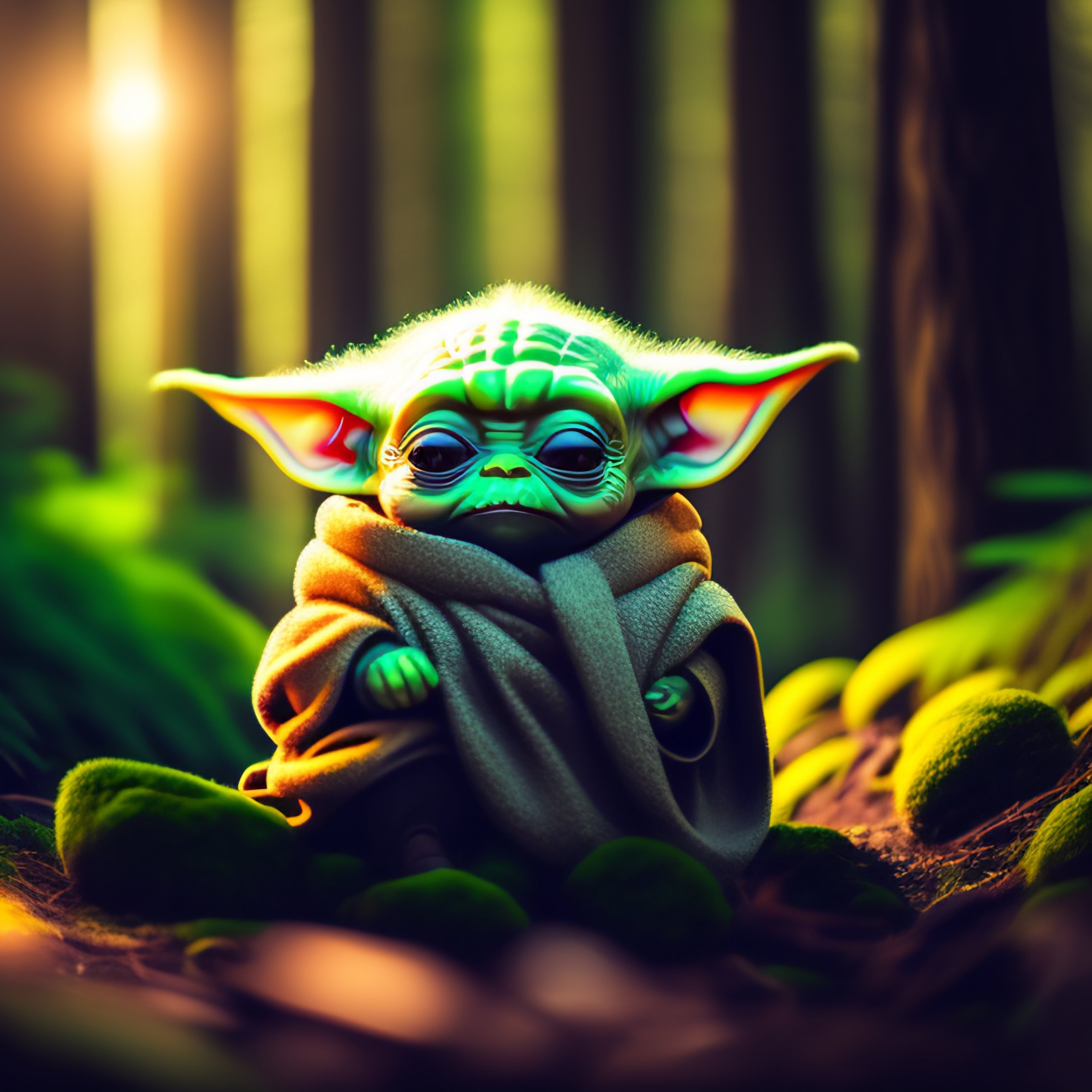 Lexica - Star wars baby yoda in the forest, photorealistic, cinematic ...