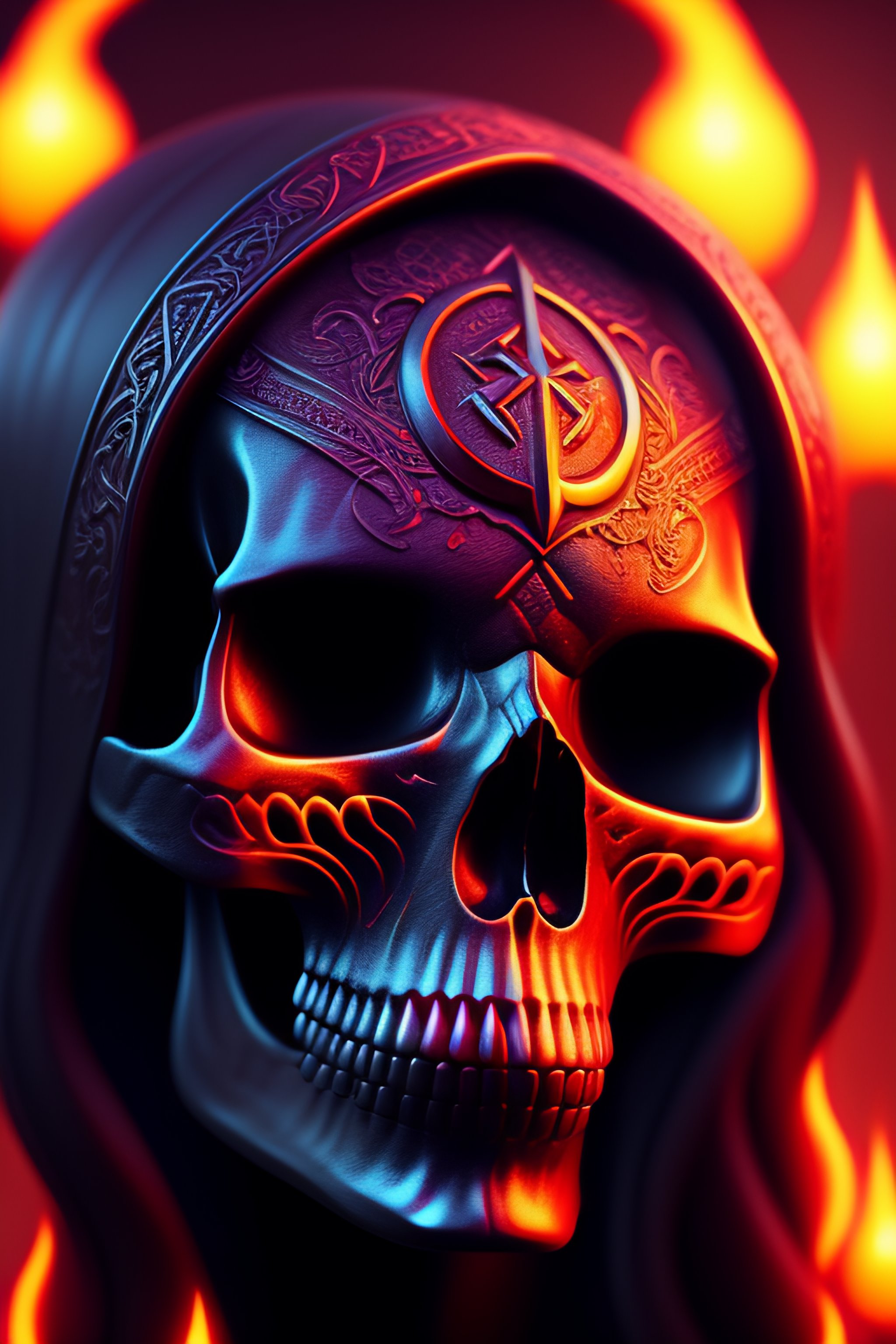 Lexica - Skull demon, glowing runes, Concept art portrait by Casey ...