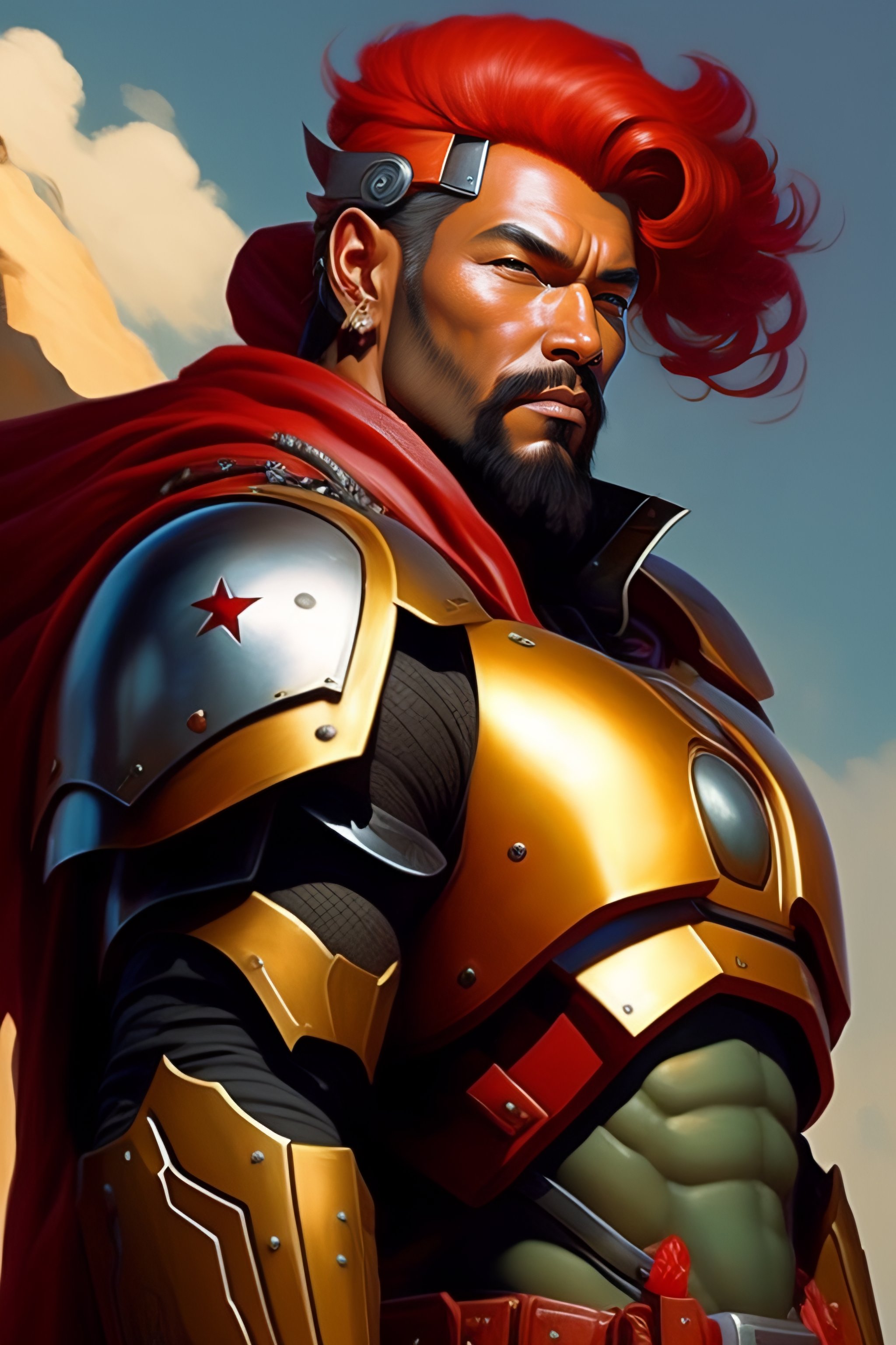 Lexica - Old man, red hair, Greg manchess portrait painting of armored ...