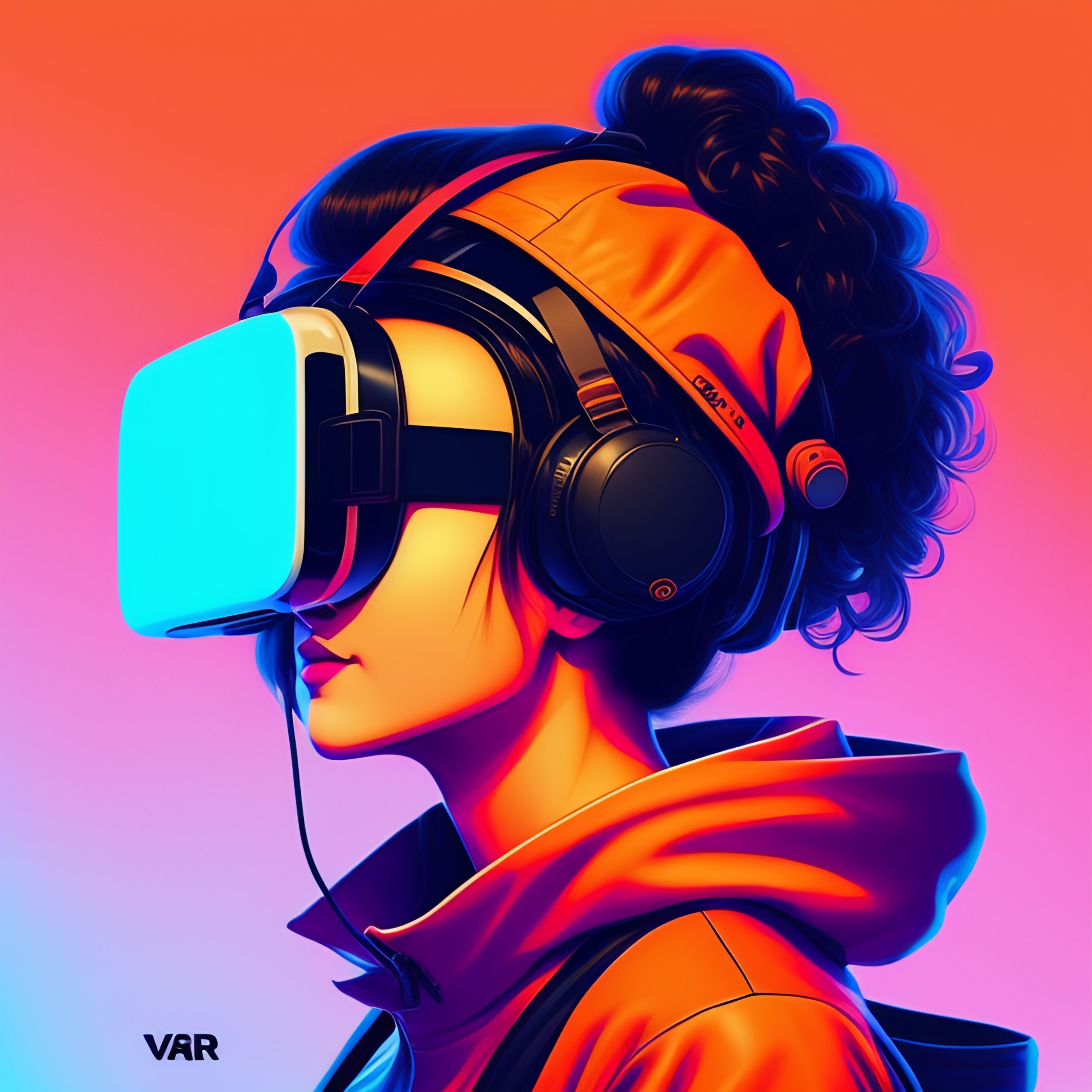 Lexica - Woman dancing around with a vr headset, style of laurie greasley, studio ghibli, akira ...