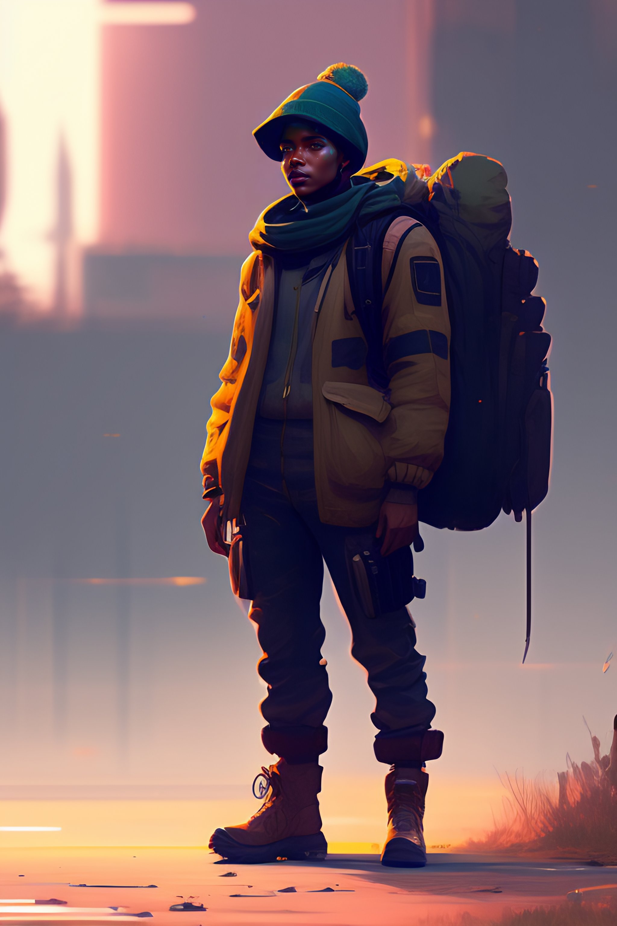 Lexica - Medium shot of a typical character in the style of ismail inceoglu