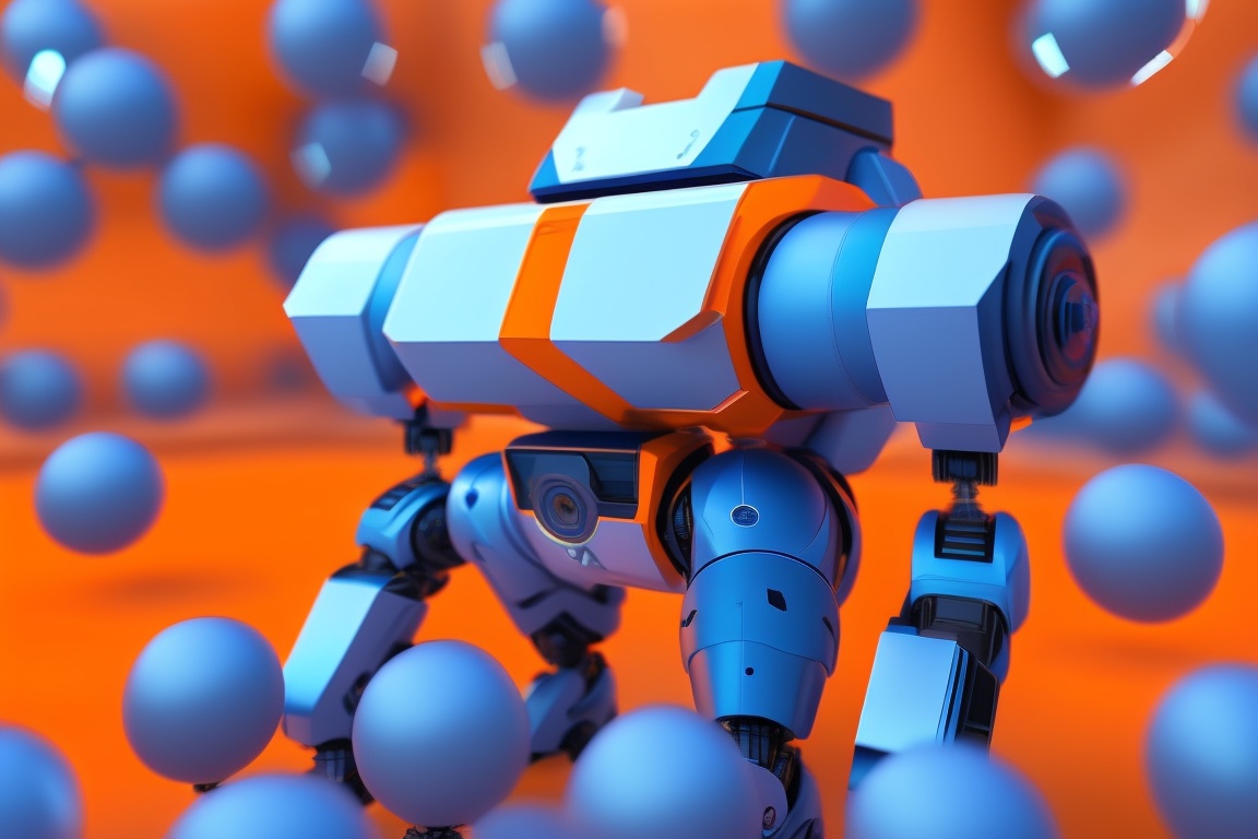 Lexica - An AI robot standing tall and powerful in front of a group of ...